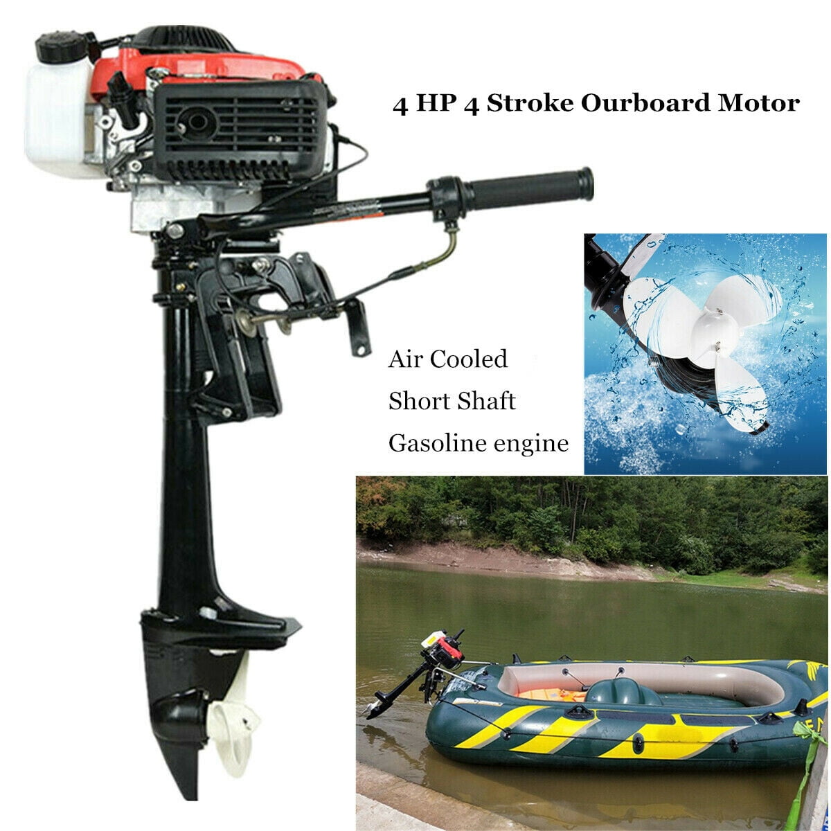 TABODD 4-Stroke 4HP Outboard Motor 57CC Boat Marine Engine with Air ...
