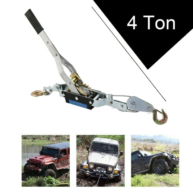 TABODD 4 Ton Heavy Duty 2 Hook Steel Cable Dual Gear Power Ratchet Come ...
