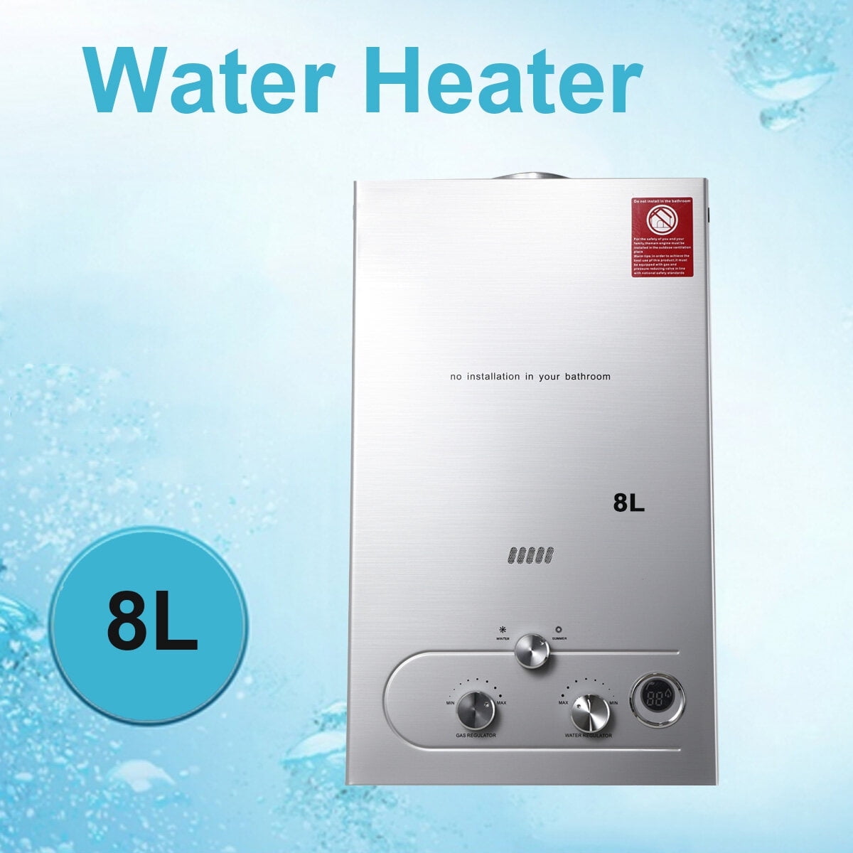 TABODD 8L LPG Propane Instant Water Heater Gas Tankless Boiler Heater ...