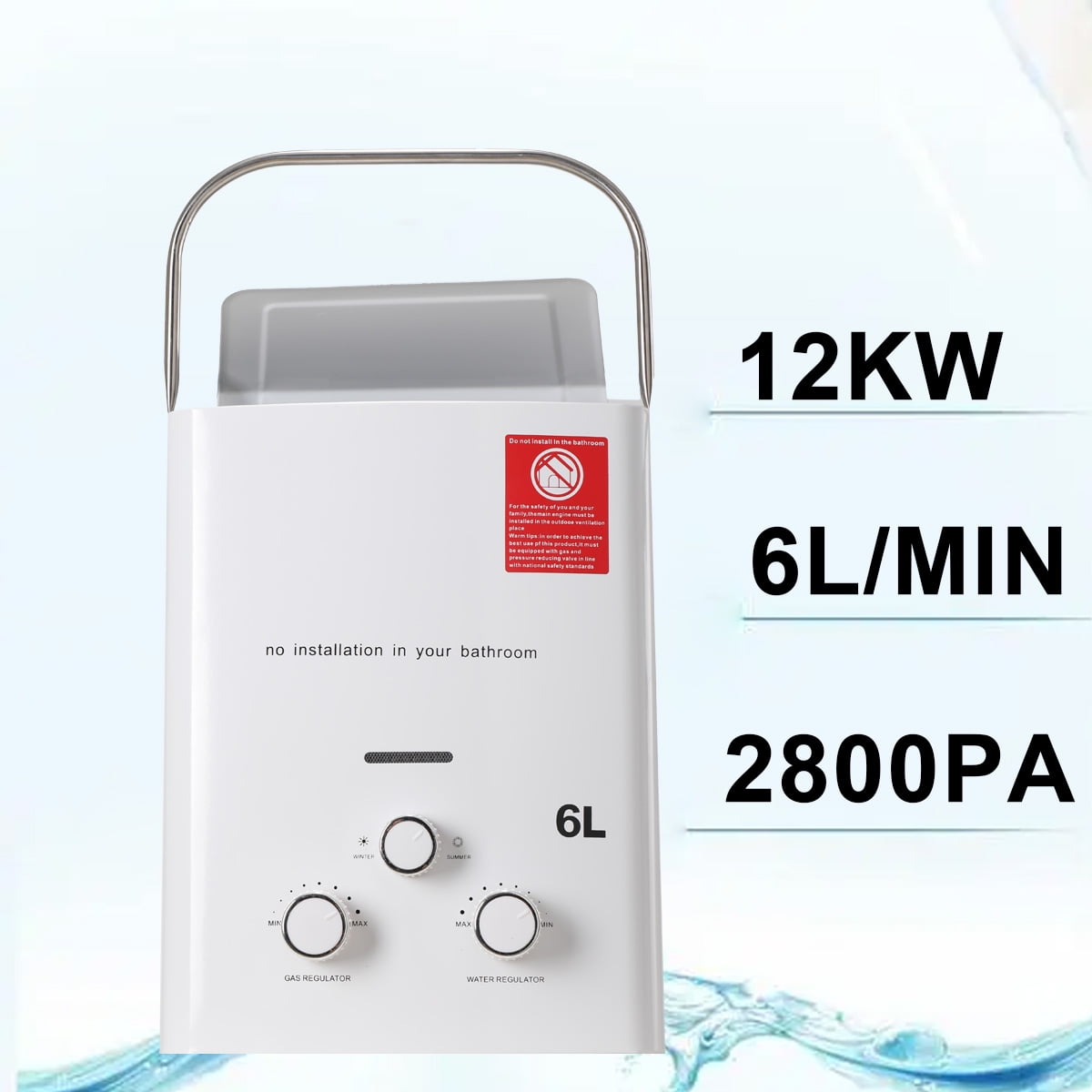 TABODD LPG 12KW Instant Tankless Water Heater for Outdoor, 6L Capacity with Shower Kit - Walmart.com