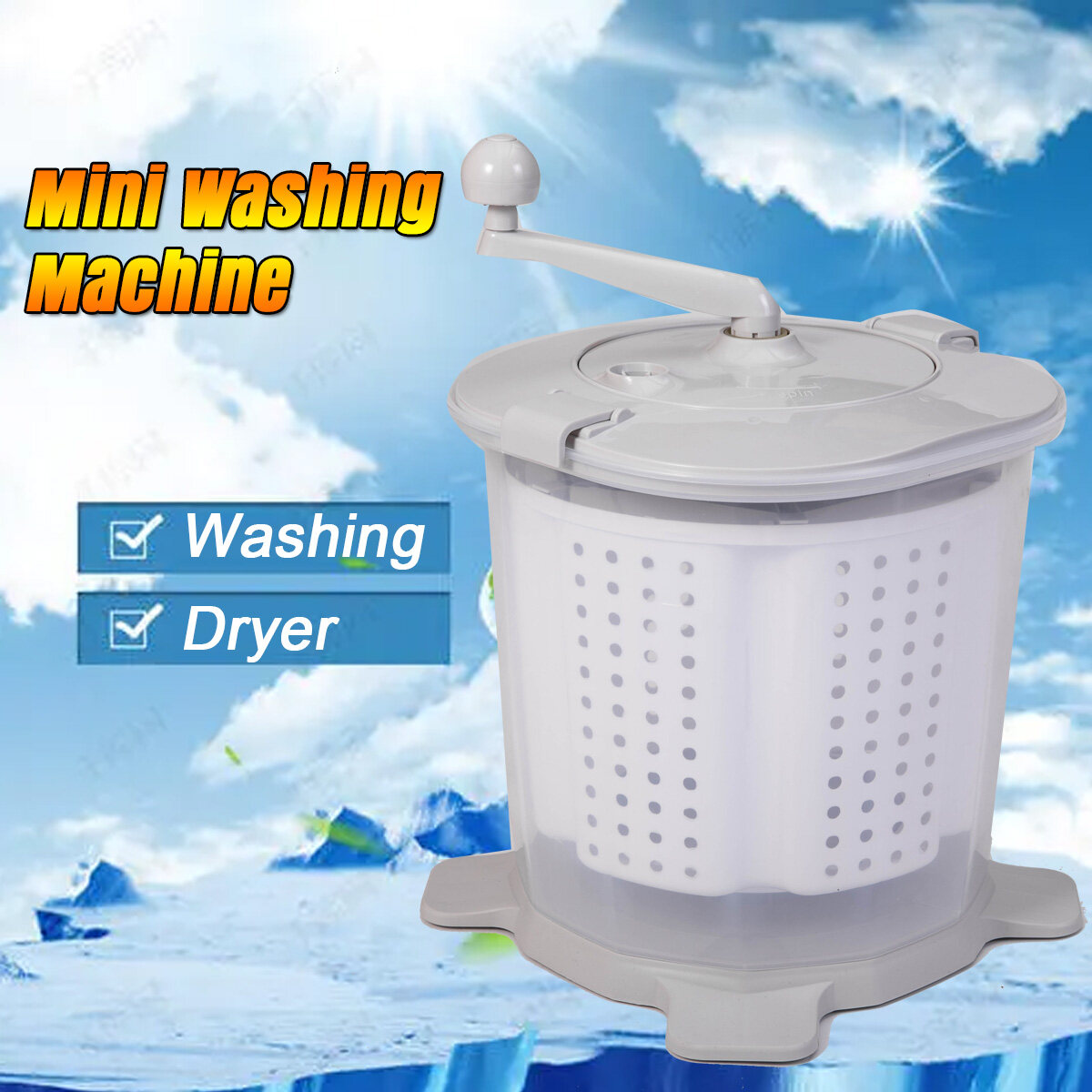TABODD Laundry Washer Hand Powered Portable Compact Mini Washing ...