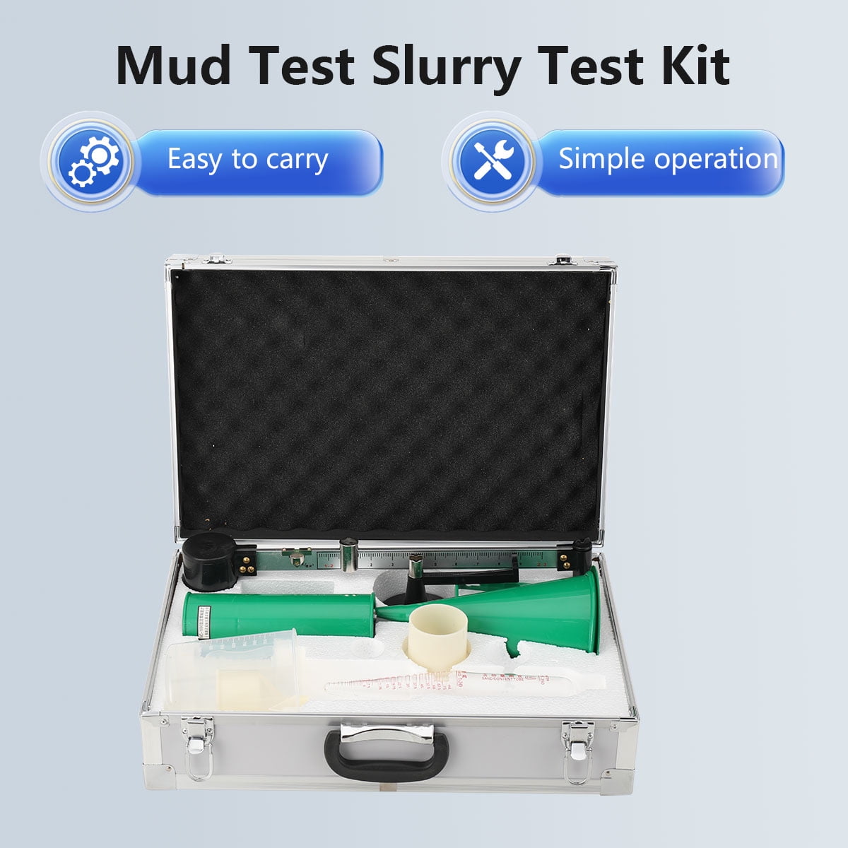 TABODD Mud Test Slurry Test Kit Mud Hydrometer+Sand Flow Meter +Mud ...