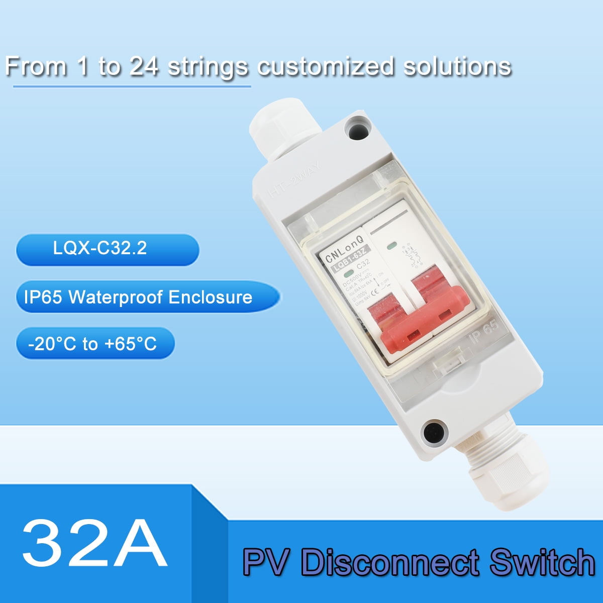 TABODD PV Disconnect Switch DC/AC 500V 32A 2P IP65 Circuit Breaker for ...