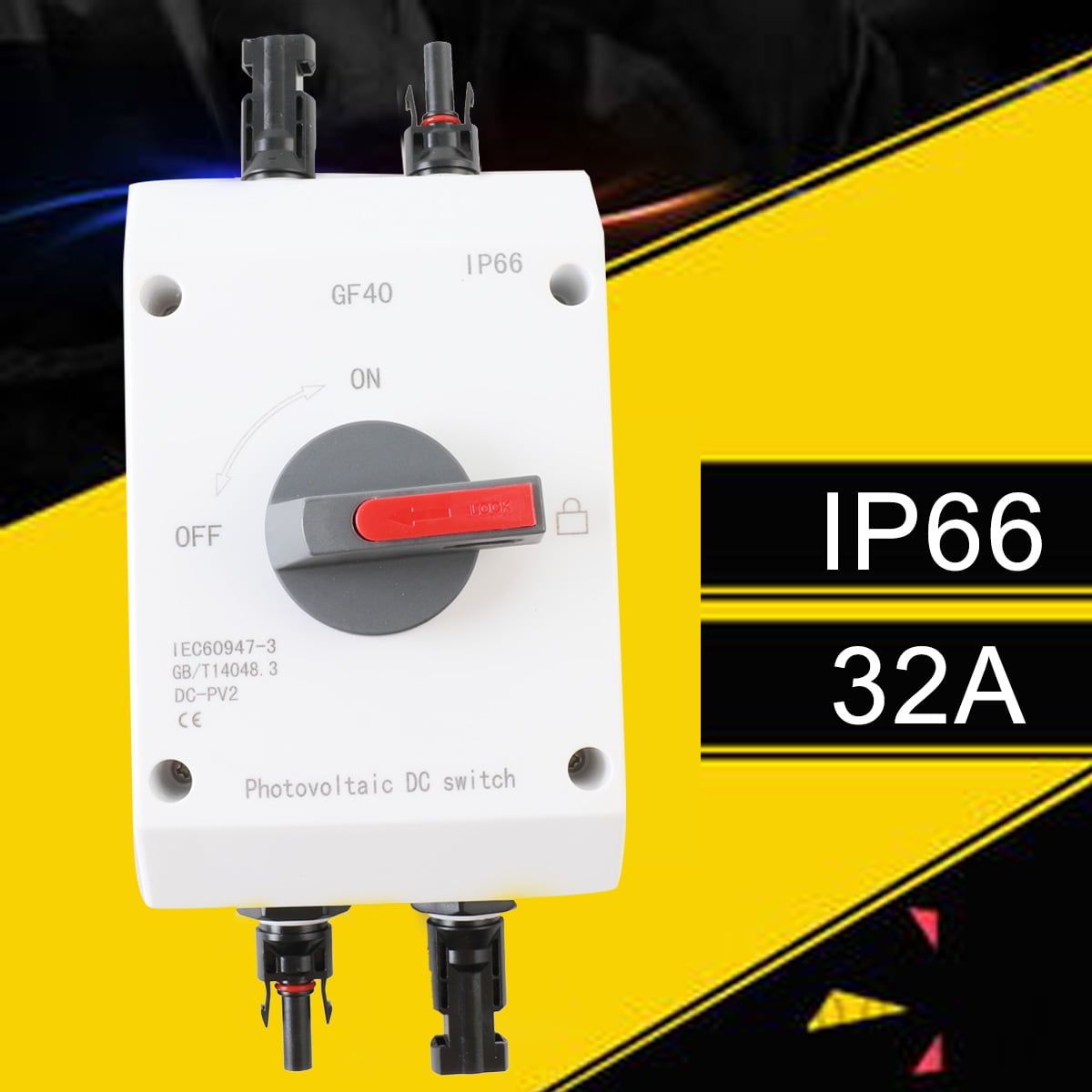 TABODD PV Isolator Switch DC/AC 20A IP66 Disconnect Circuit Breaker for ...