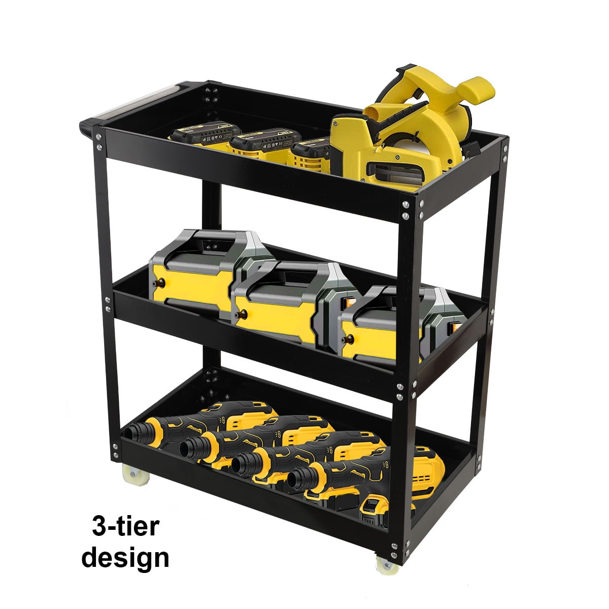 TABODD Tool Cart on Wheels, 3 Tier Rolling Mechanic Tool Cart, Heavy ...