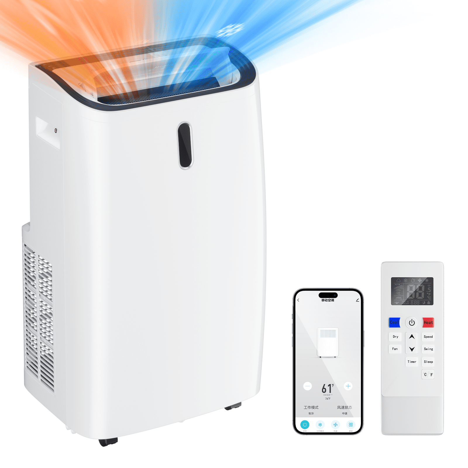 TABU 12000 BTU Portable Air Conditioners with Heater, 4-IN-1 Protable ...