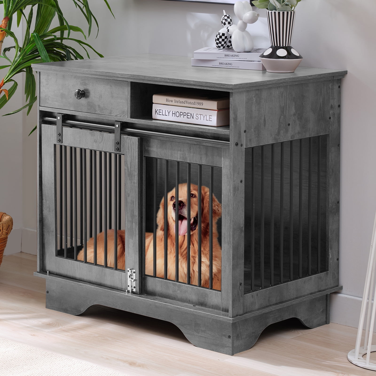 TABU Large Heavy Duty 43" Dog Crate Furniture with Storage Drawers ...
