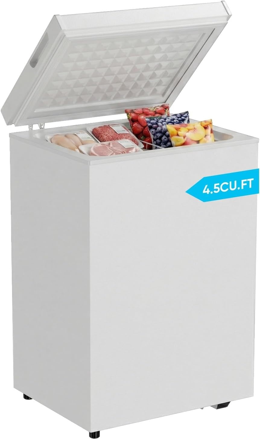TABU Chest Freezer, 5.0 Cu Ft Deep Freezer with Adjustable Temp ...