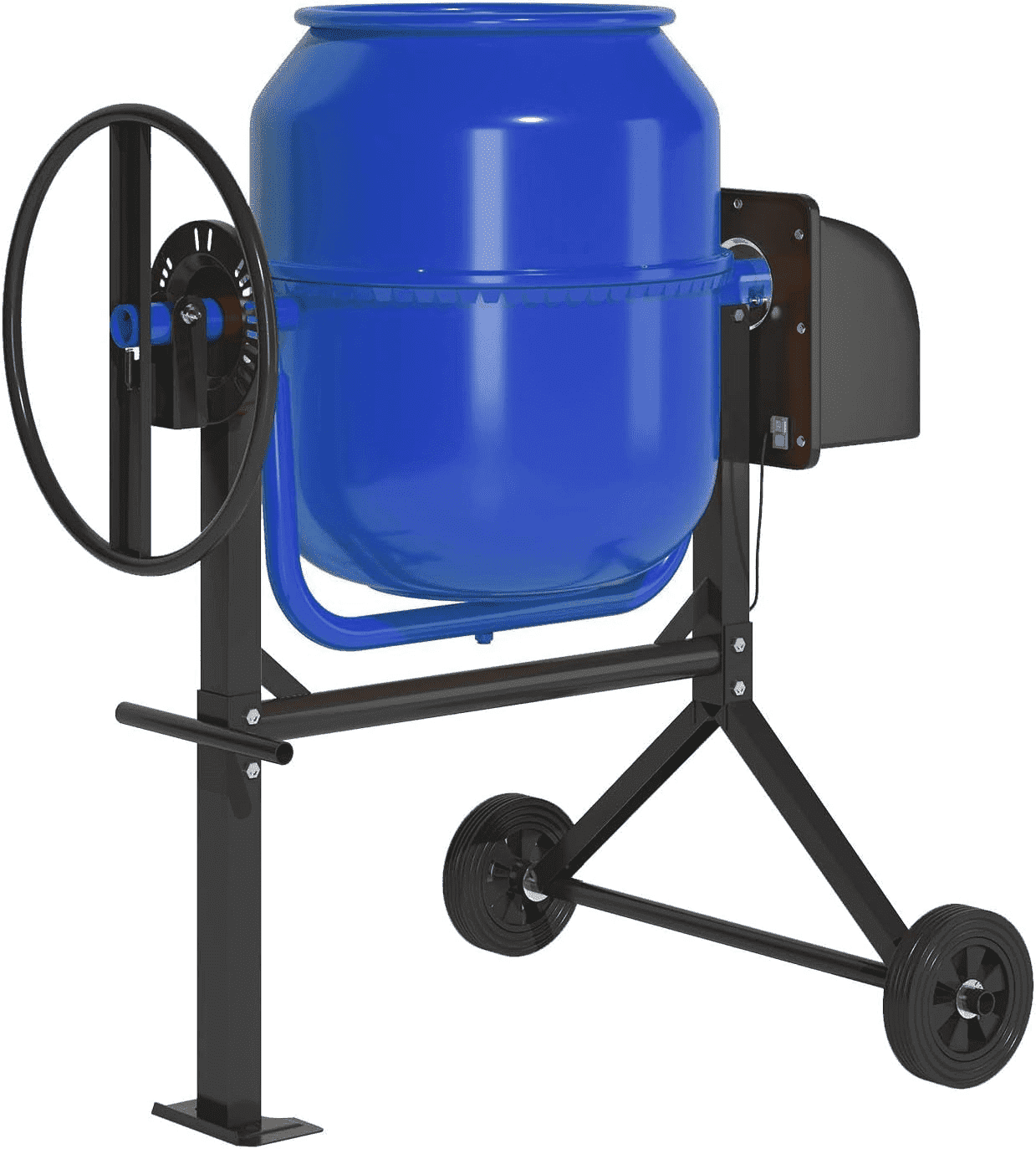 TABU Electric Cement Mixer, 5.0 Cu ft, Blue, Steel Frame with Wheels ...