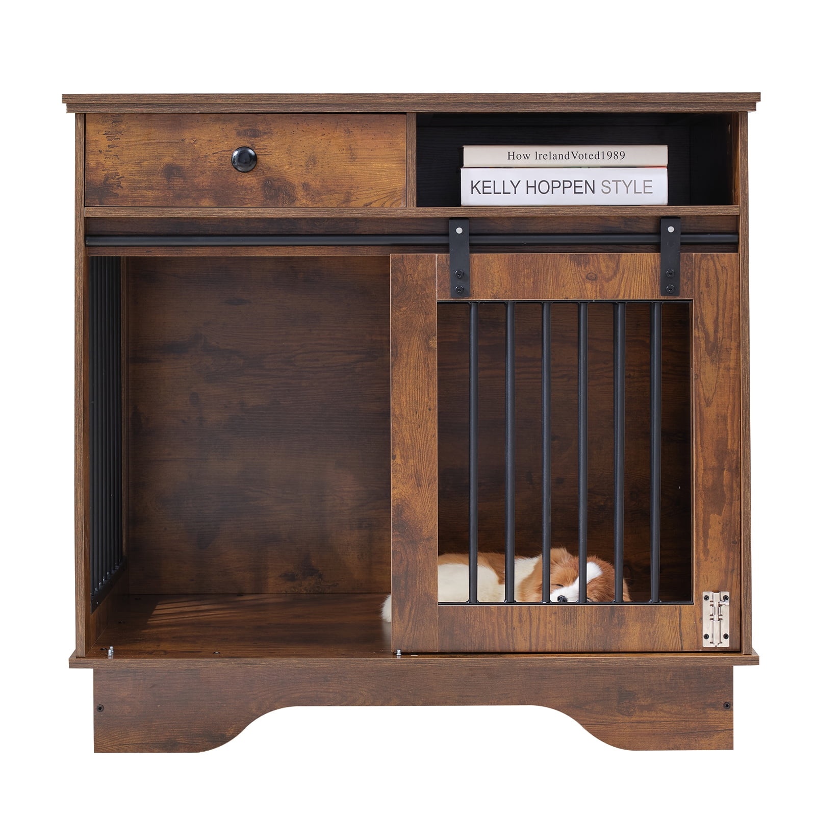 TABU Furniture Style Wooden Dog Crate, 43 Inch Dog Kennel with Storage ...