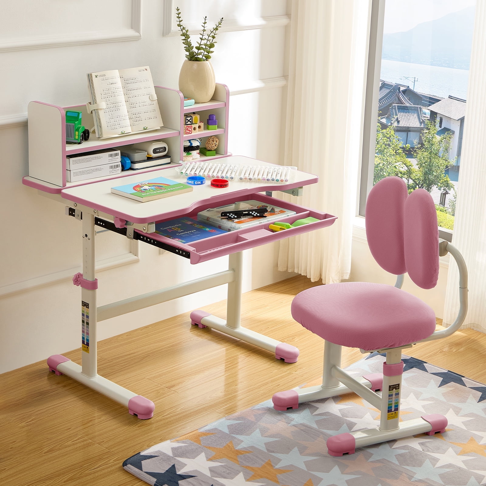 TABU Kids Desk and Chair Set,Height Adjustable Children Study Table and ...