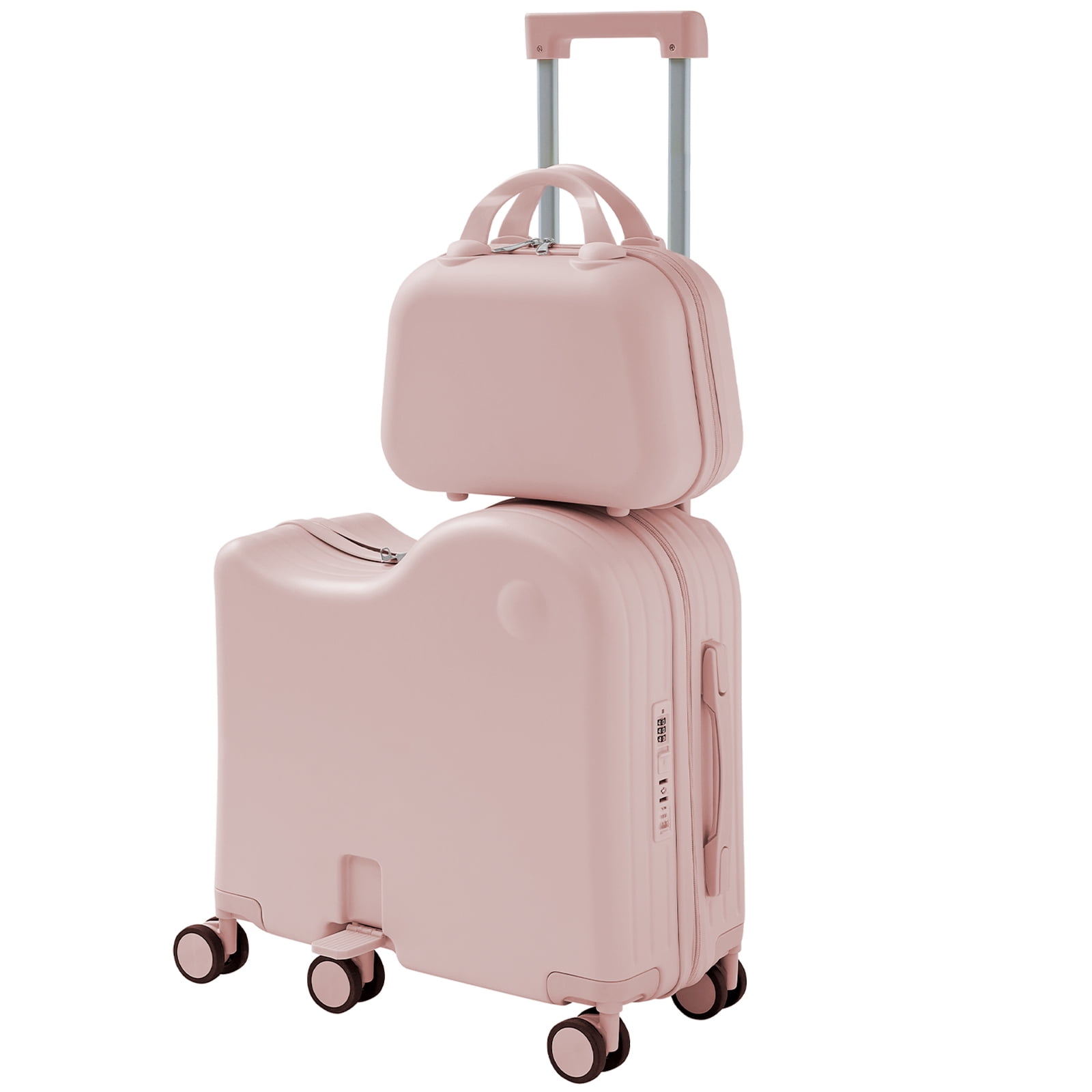 TABU Kids Ride on Luggage with Handbag, Hardshell Suitcase with 6 ...