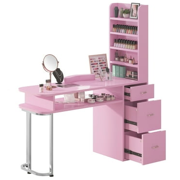 Byootique Nail Desk Mobile Station Rolling Makeup Manicure Table ...