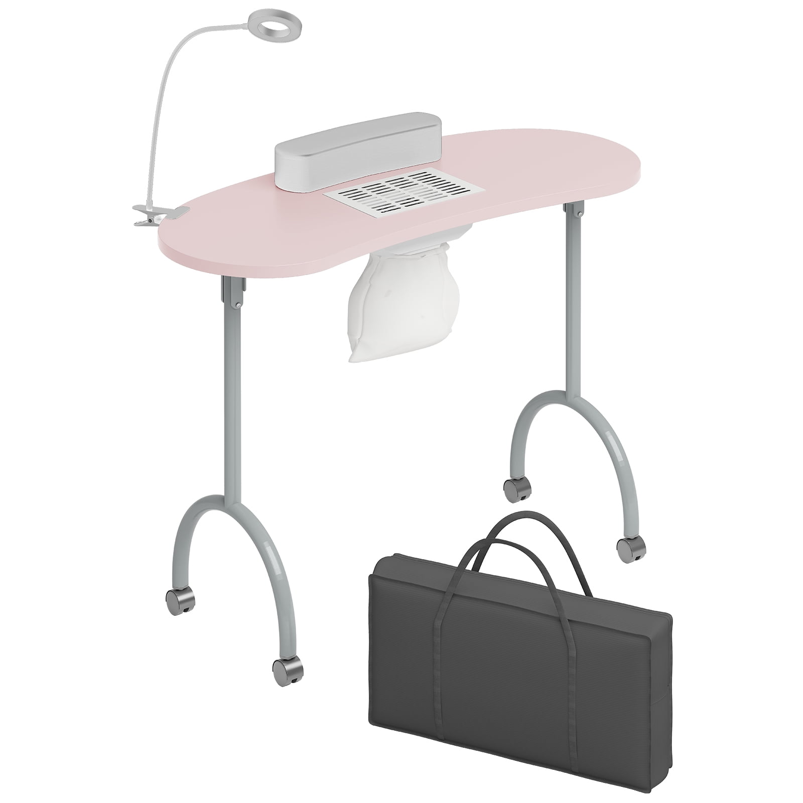 TABU Foldable Nail Technician Table, Portable Salon Desk with Dust ...