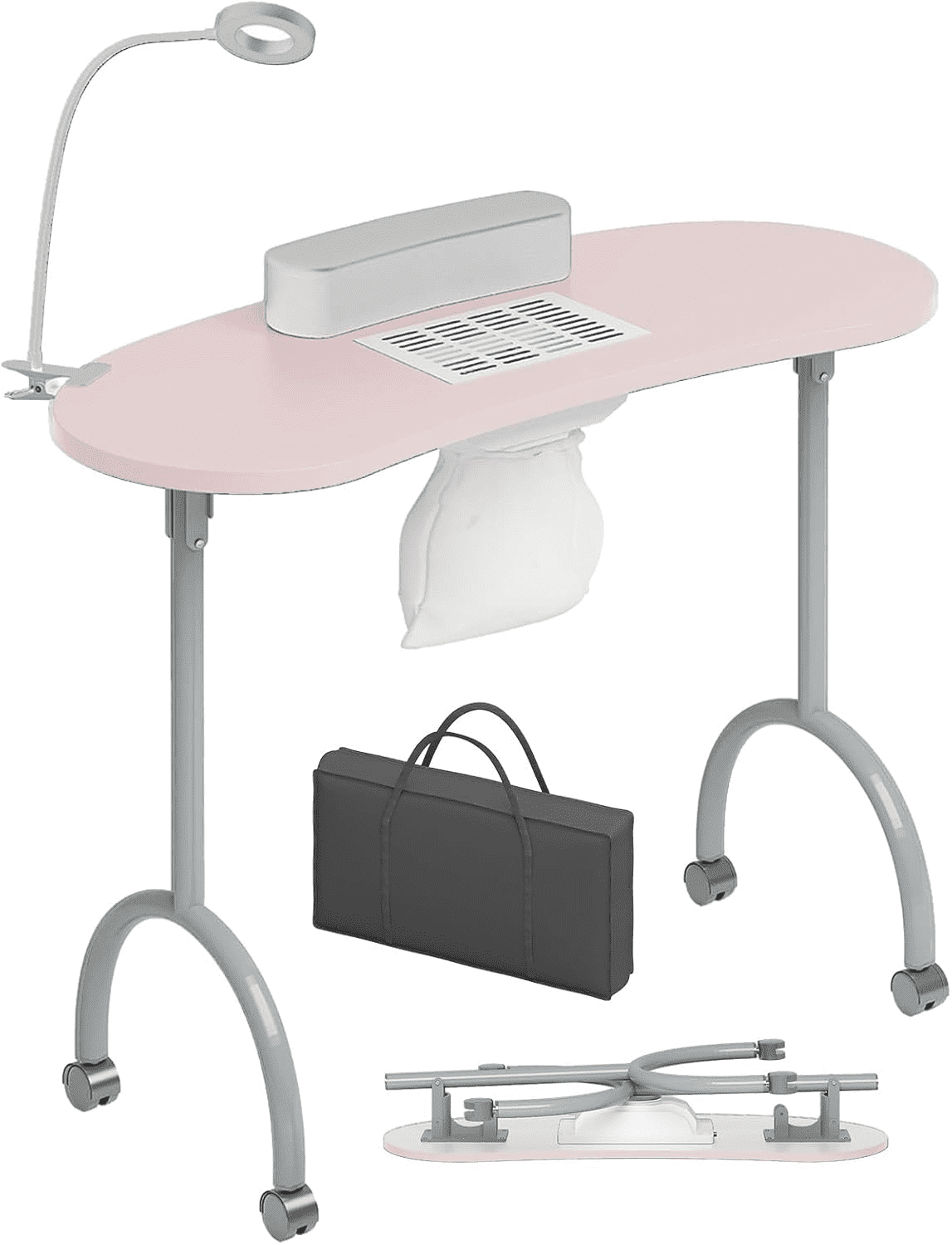 TABU Portable Folding Manicure Nail Table, Dust Collector, Magnifying ...