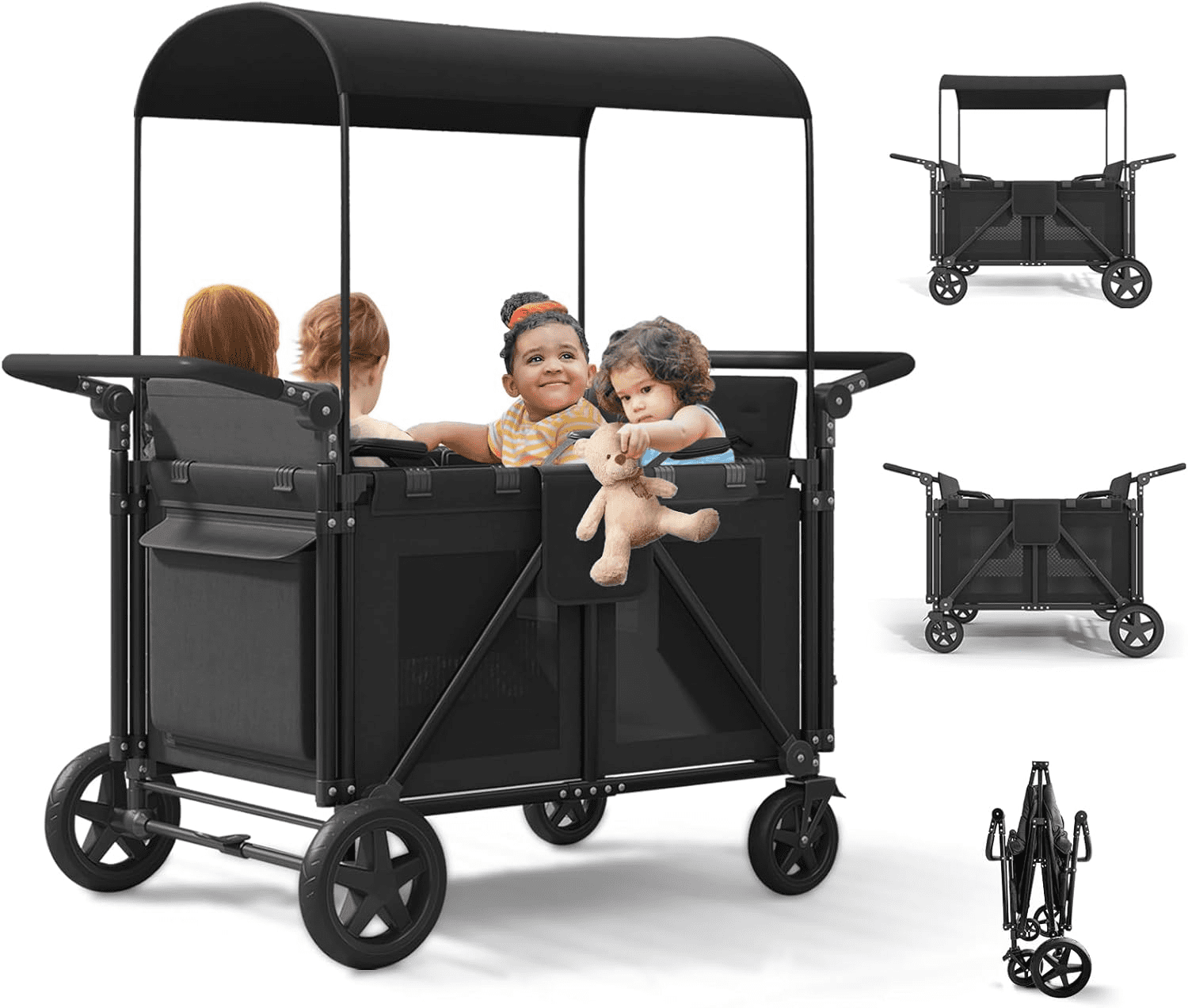 TABU Stroller Wagon for 4 Kids,Folding Push-Pull Stroller,5-Point ...