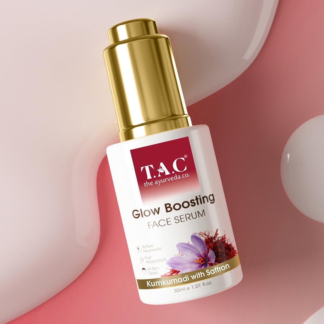 TAC - The Ayurveda Co. Kumkumadi Glow Booster Face Serum with Saffron - Glowing Skin, Acne-Prone ...