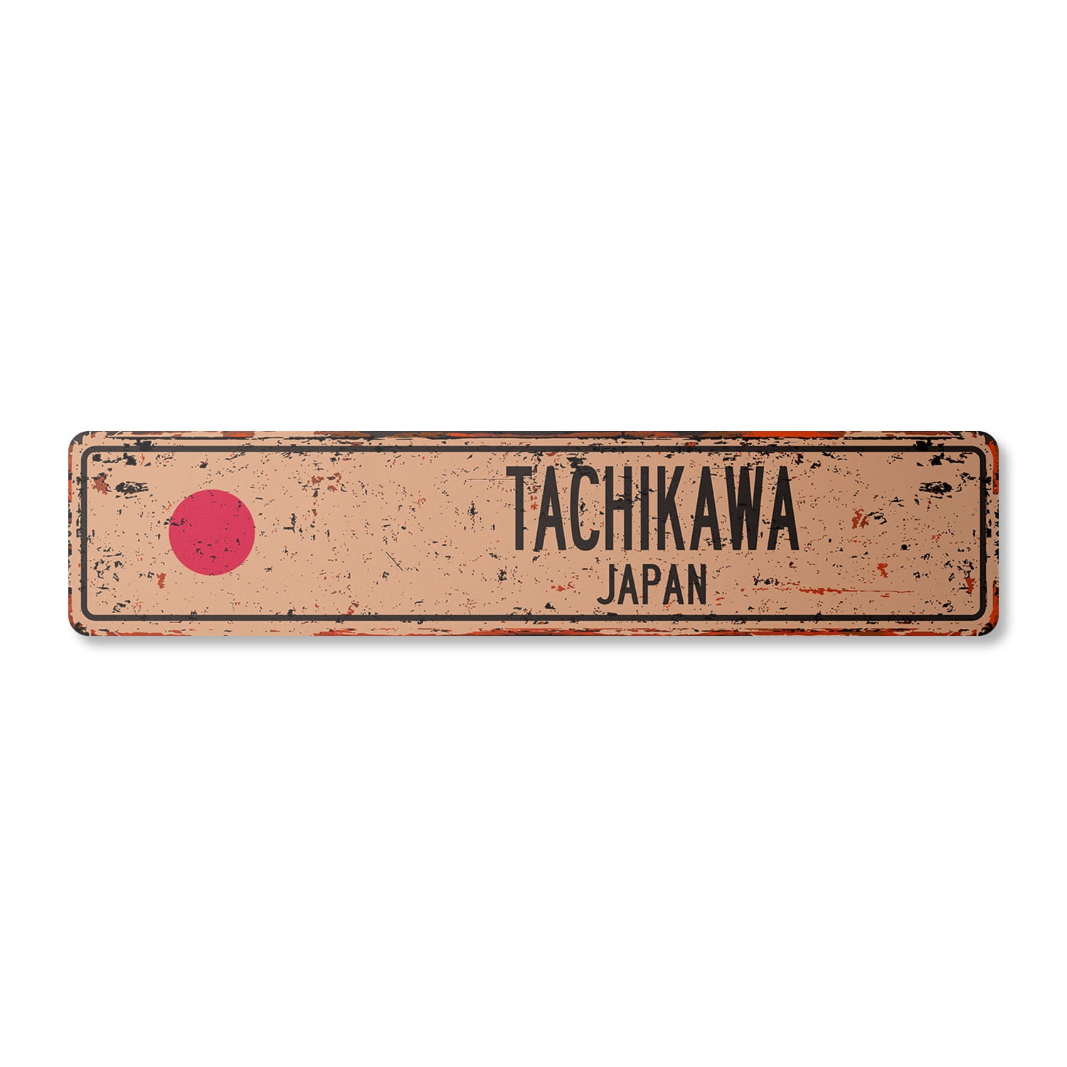 TACHIKAWA JAPAN Vintage Plastic Street Sign Japanese flag city country ...