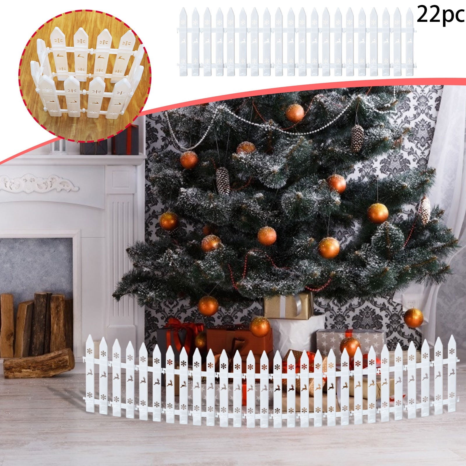 TACILIP Christmas Gifts, 22pc Christmas Tree Fences Plastic Picket ...