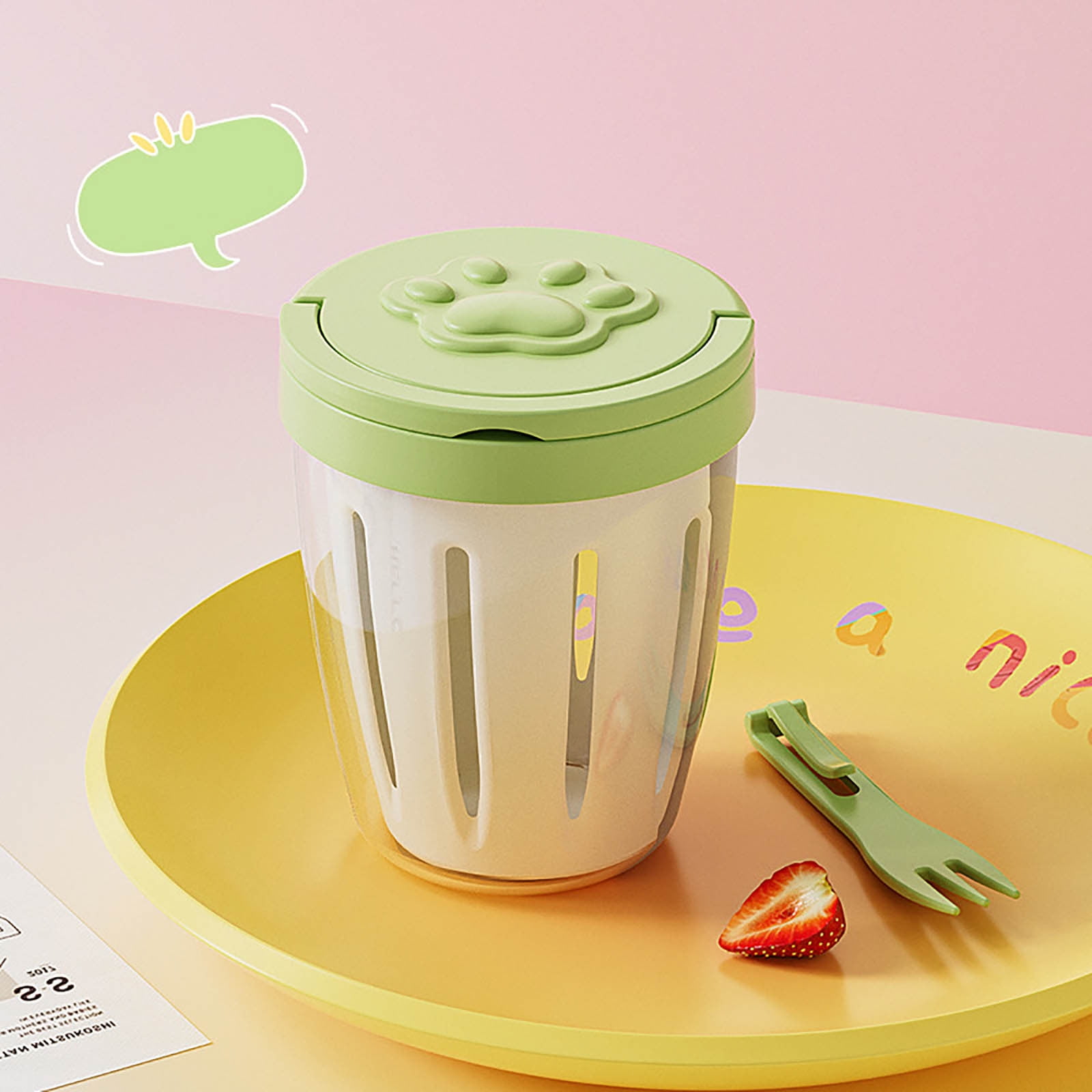 TACILIP Fruit Cup Breakfast Salad Cup with Fork Outdoor Picnic Cup ...