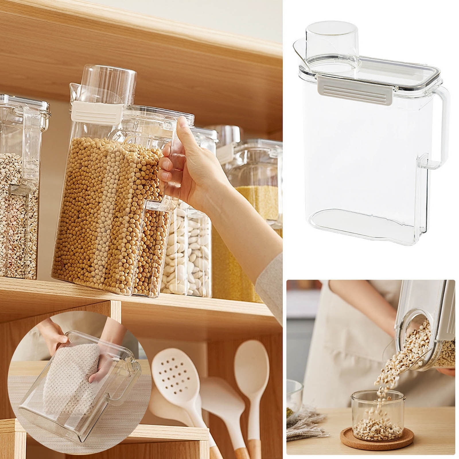 TACILIP Kitchen Utensils, Plastic Storage Box Dispenser With Measuring ...