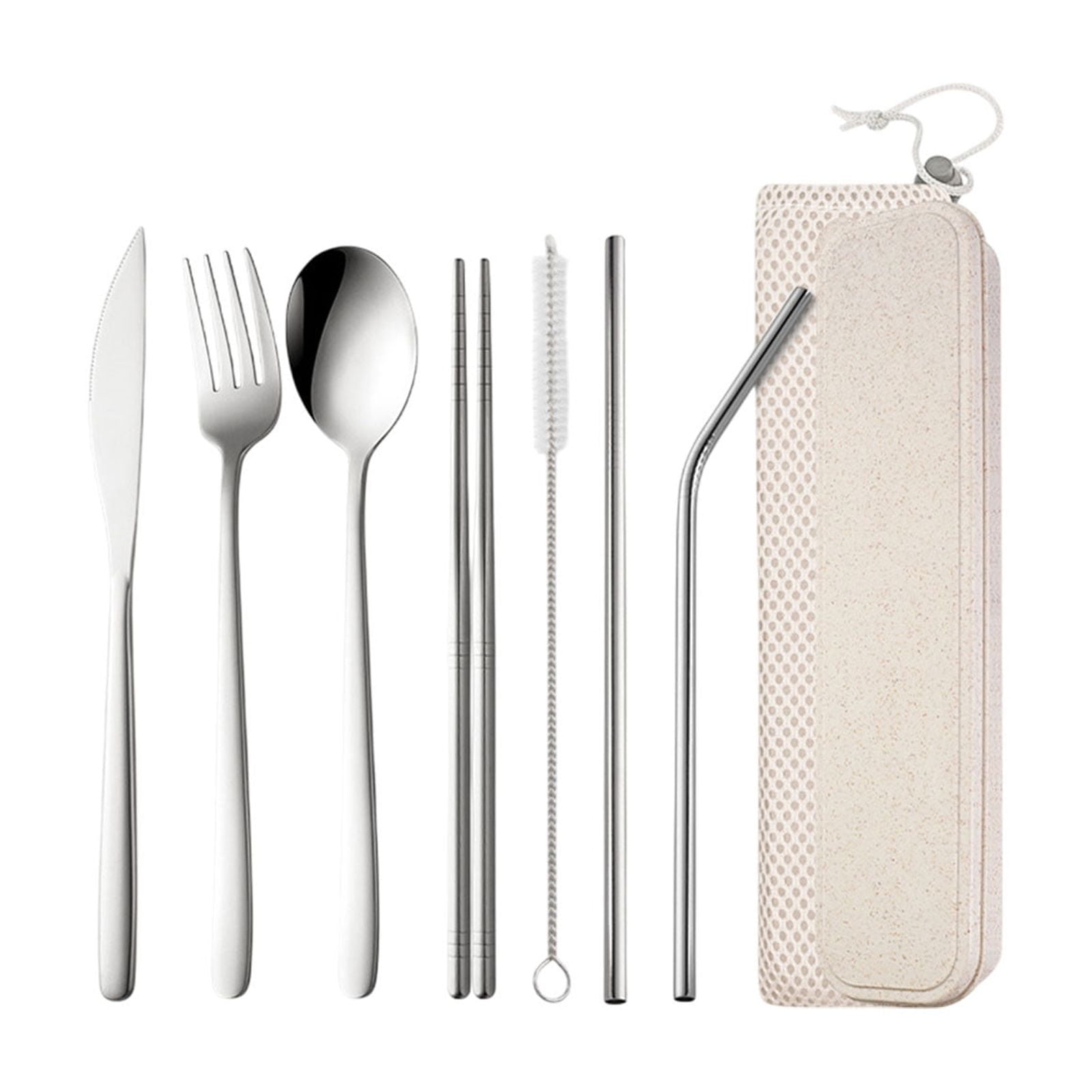 TACILIP Portable Chopsticks Spoon Knife Fork and Straw Set 7-Piece ...