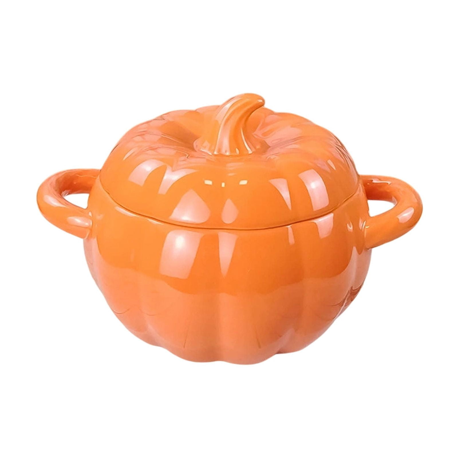 TACILIP Room Decor, 1800ML Ceramic Soup Bowl with Lid Pumpkin Shape ...