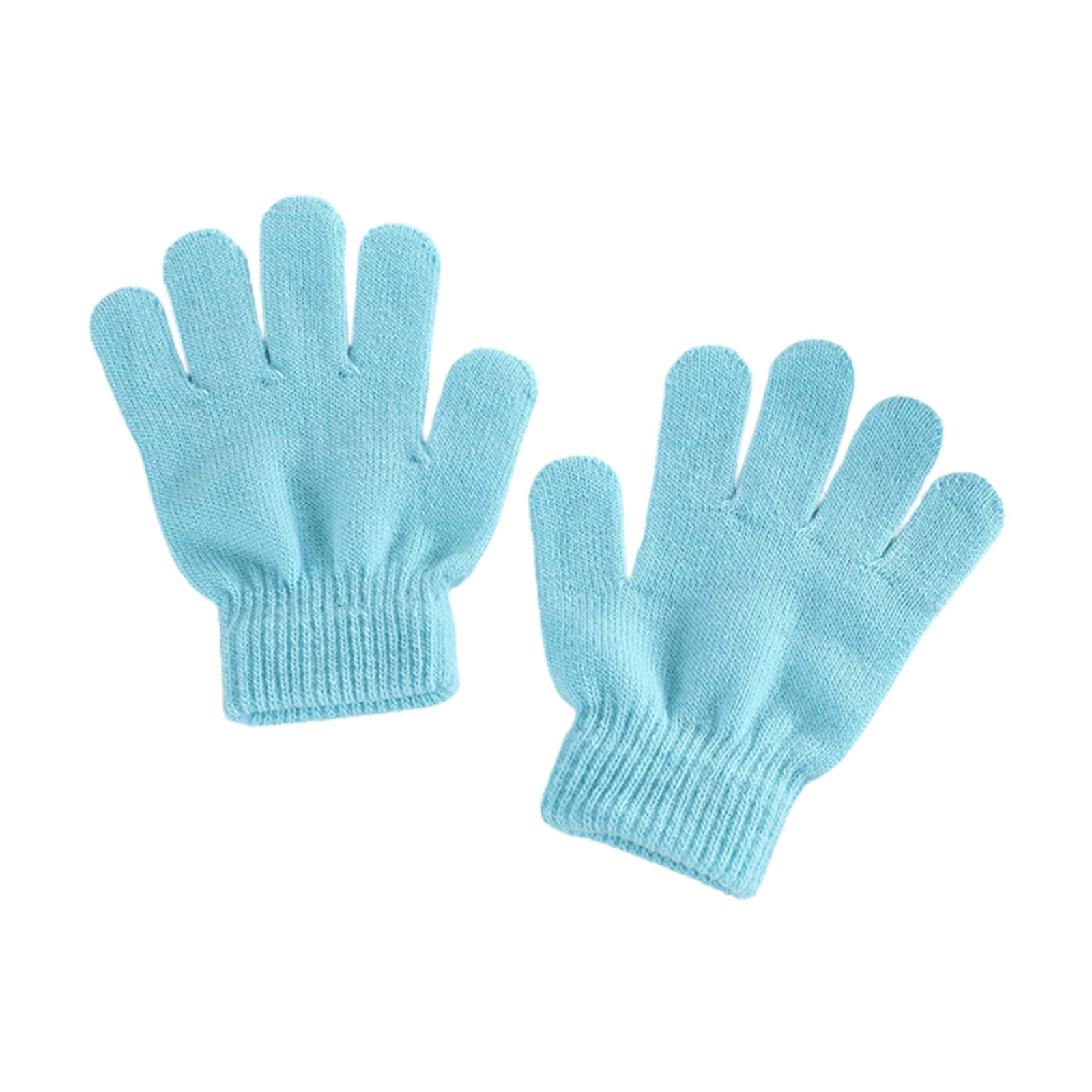TACILIP Winter Warm Solid Color Knitted Student Gloves Split Finger ...