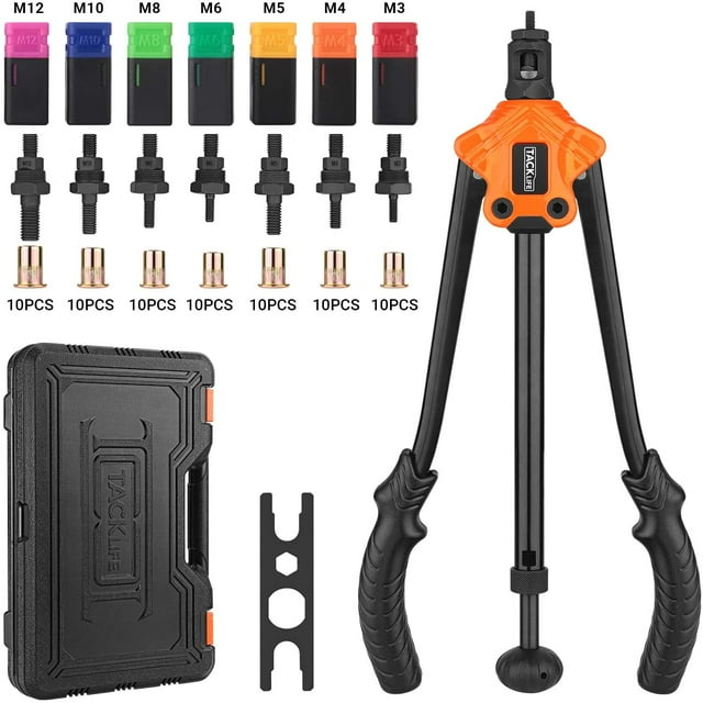 TACKLIFE 14" Auto Pumping Rod Rivet Nut Tool, 8 Metric Mandrels & 80pcs ...
