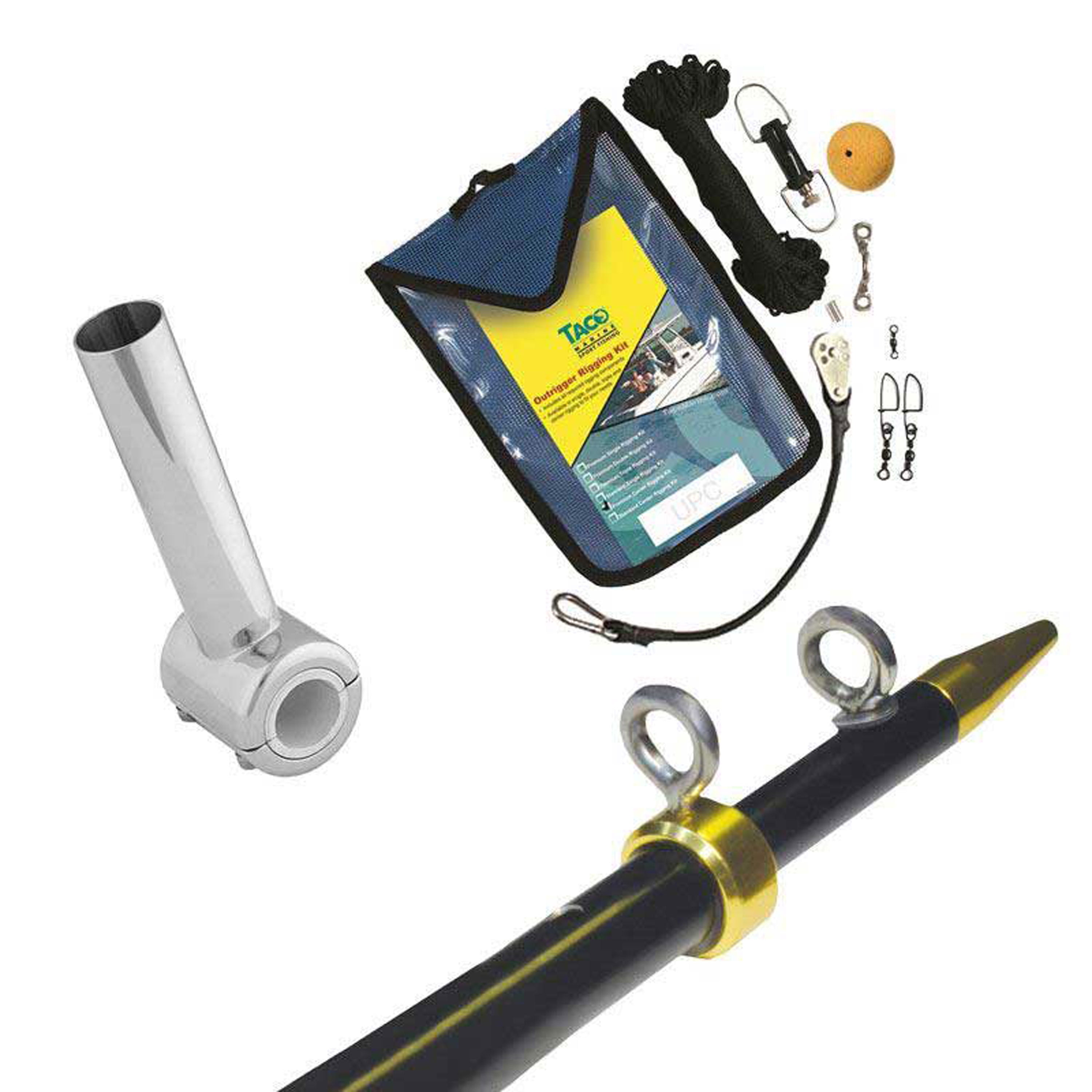 TACO Marine F16-0311BKA8SA Center Rigger Kit w/8' Black & Gold Center ...
