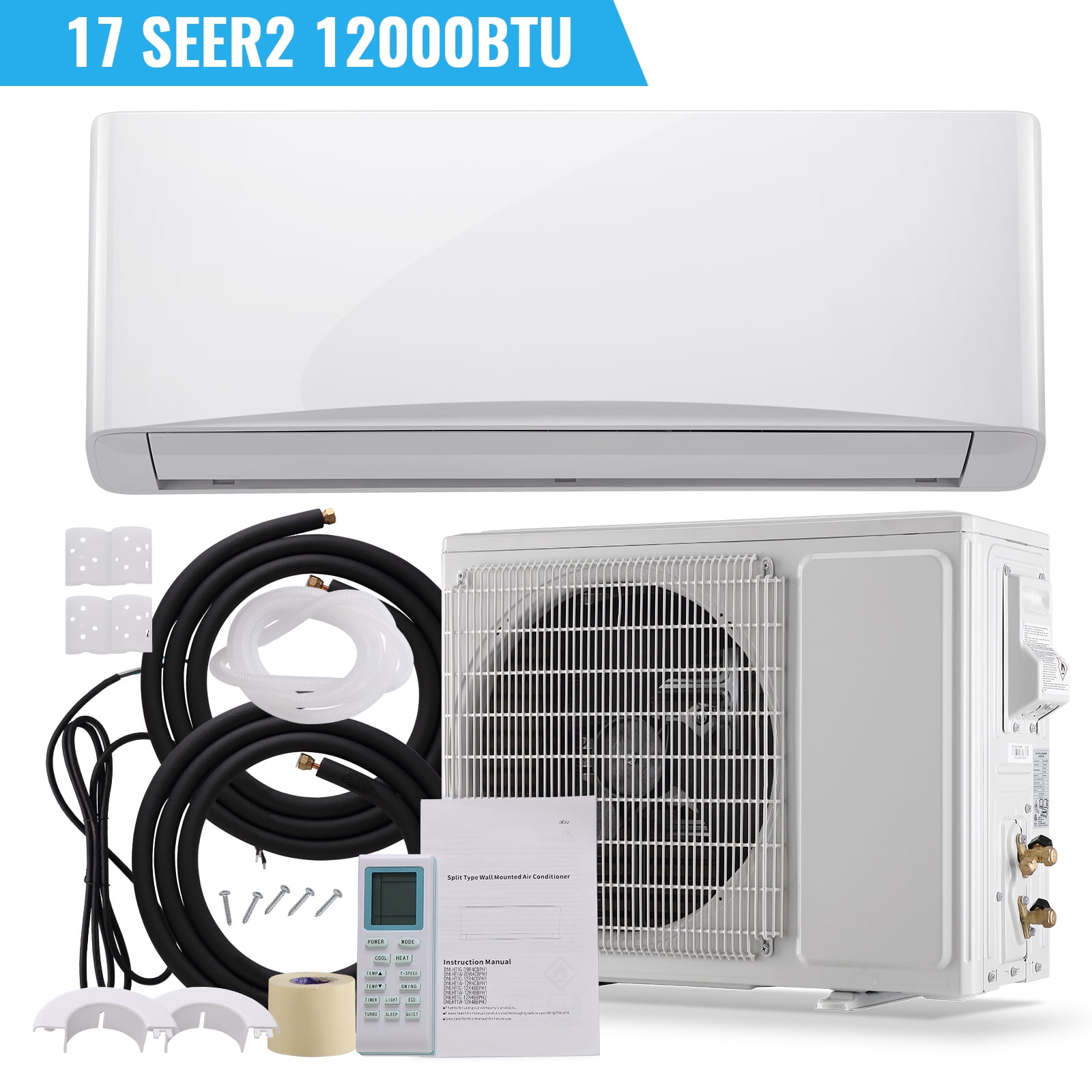 TACOOL 12000 BTU Mini Split Air Conditioner/Heater with Heat Pump 17 ...