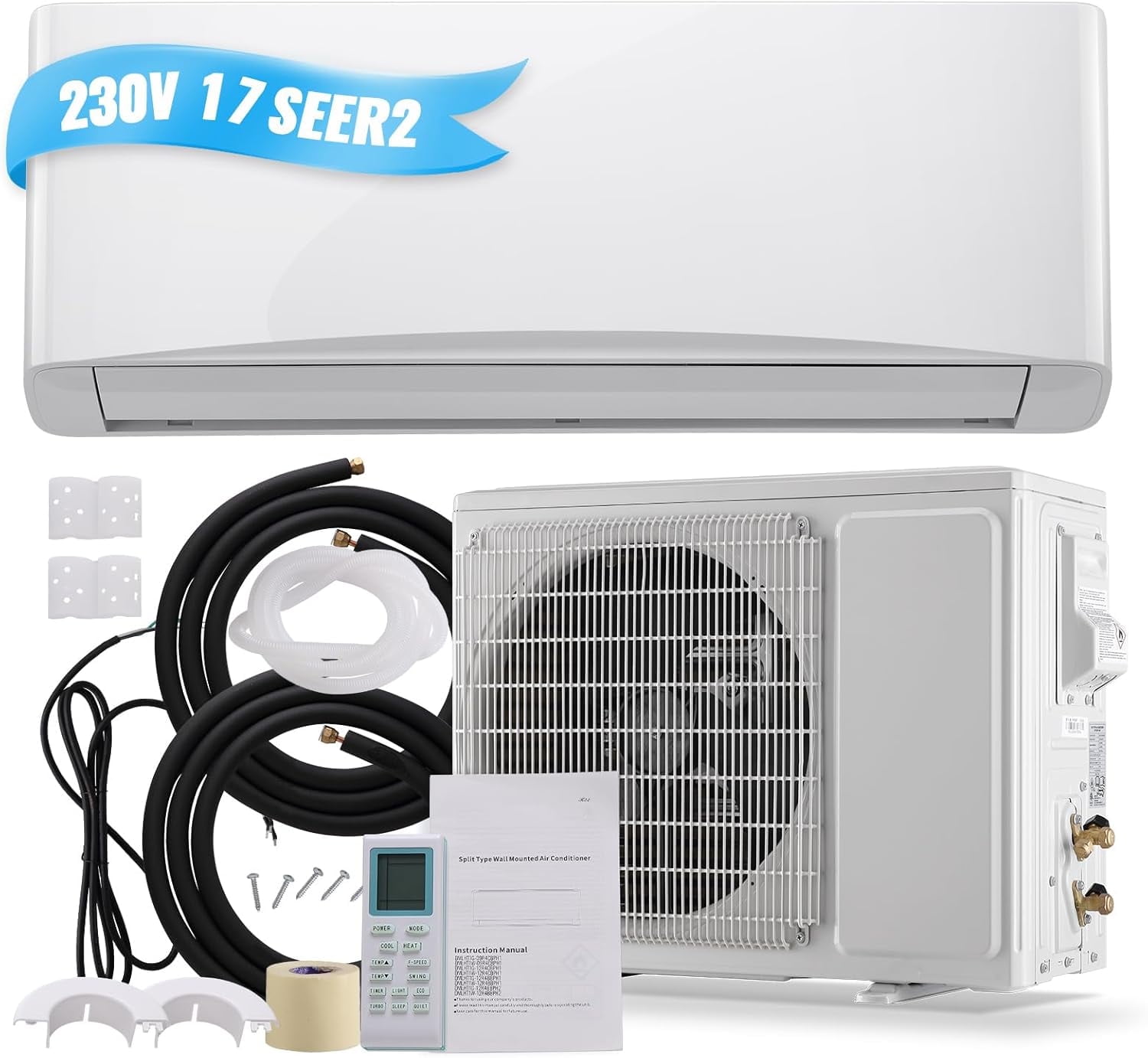 TACOOL 12000 BTU Mini Split Air Conditioner/Heater with Heat Pump 17 ...