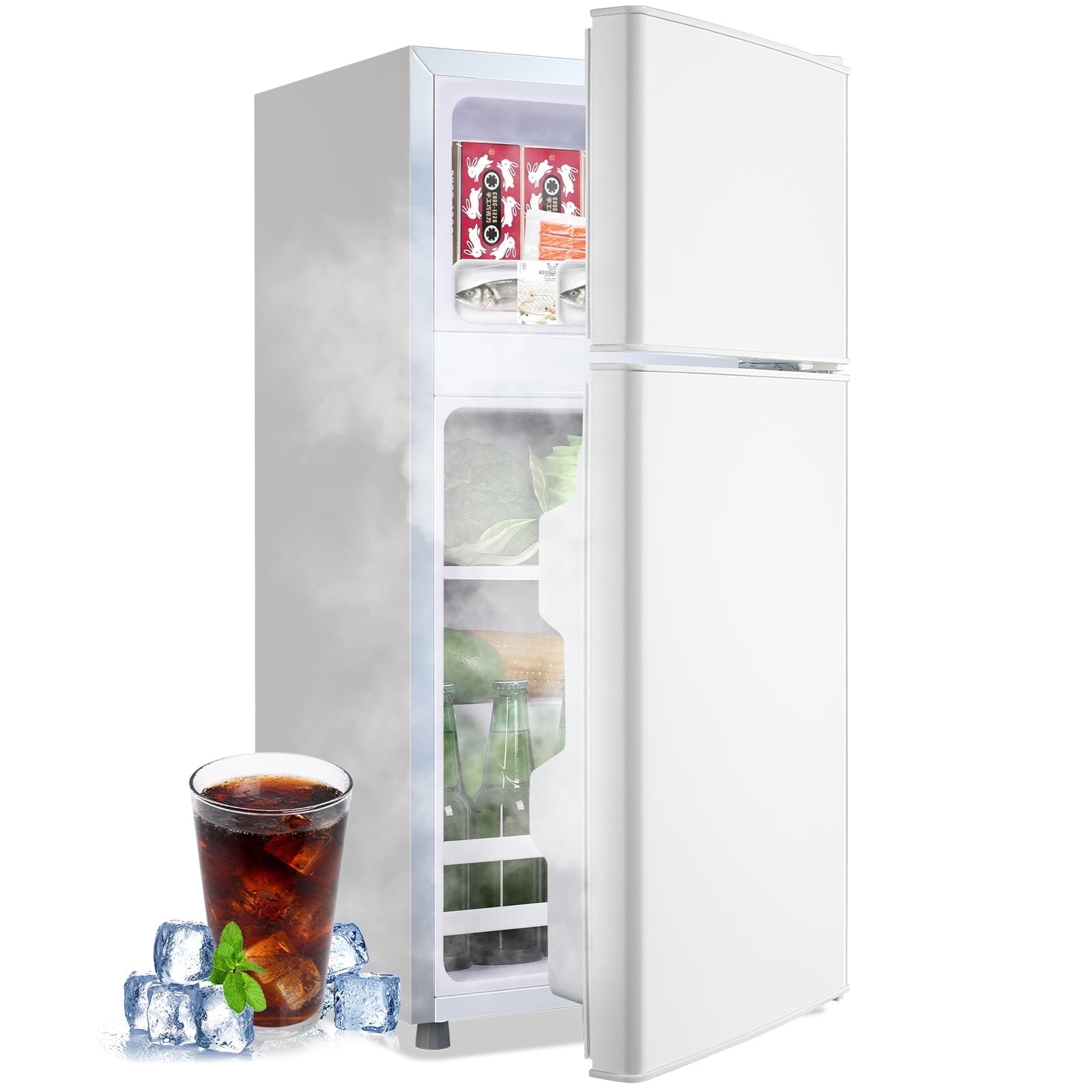 Tacool 2.4 Cu.Ft Mini Fridge, Double Door Refrigerator with Top Freezer ...
