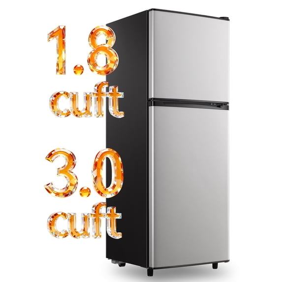 Tacool Mini Fridge with Freezer, 4.8 Cu.ft, Double Door, Silver and ...