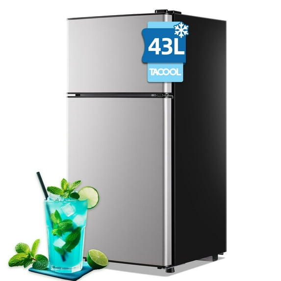 TACOOL Mini Refrigerator with Top Freezer 43 Liter Dual Door Small ...