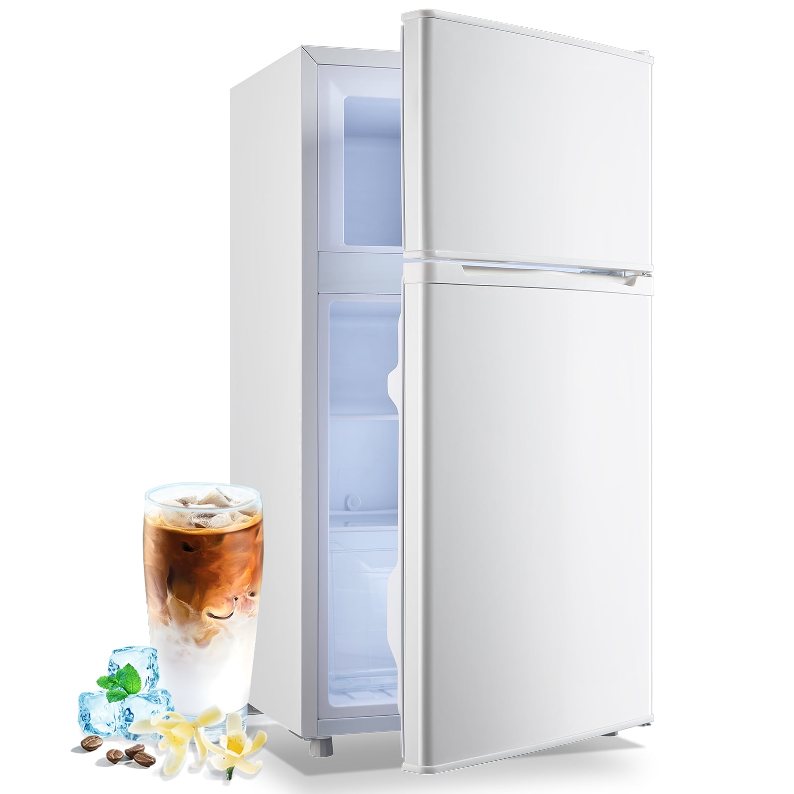 TACOOL Retro Mini Fridge with Dual Door 3.5Cu.ft Small Refrigerator ...