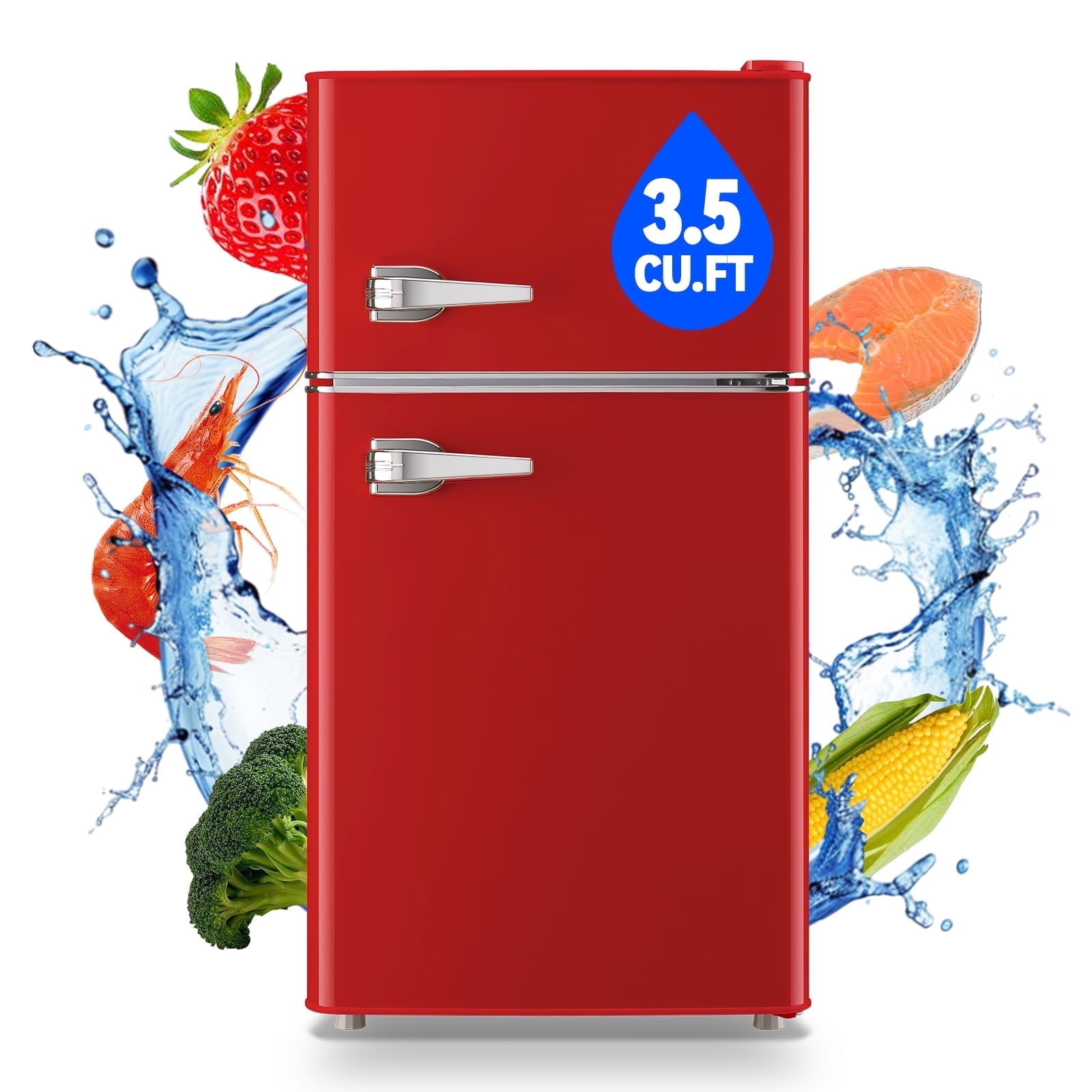 TACOOL Small Refrigerator with Freezer Retro Mini Fridge with Removable ...