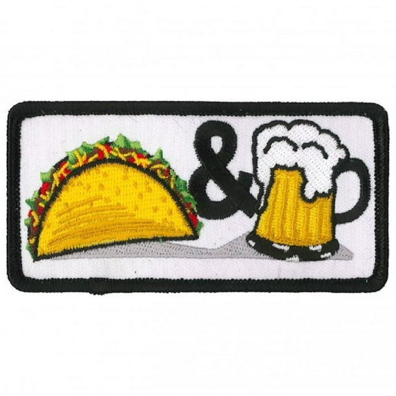 TACOS & BEER, Bikers Patch, Thread Rayon Iron-on/Sew-on Embroidered ...