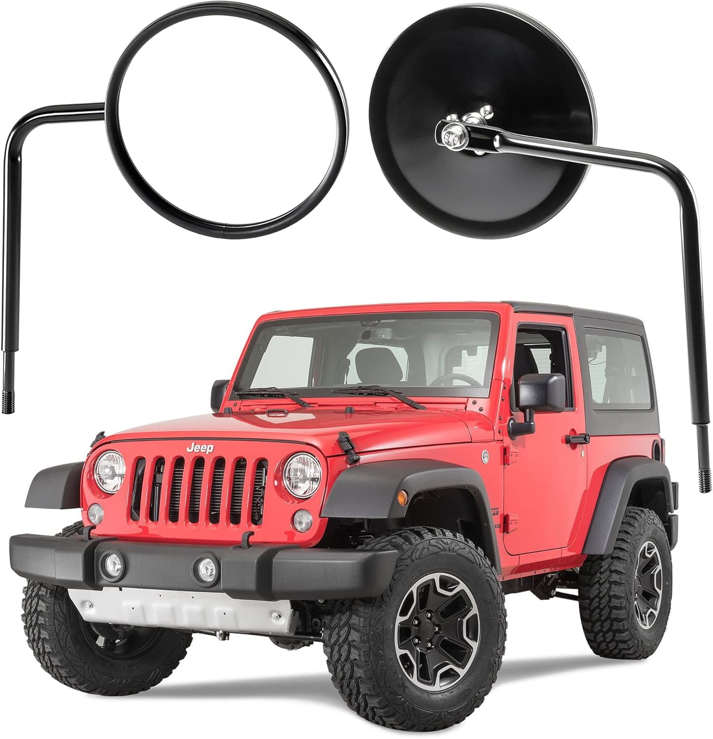 TACTIK Adventure Side Mirrors, Round Head - Side Hinge Mirrors with ...