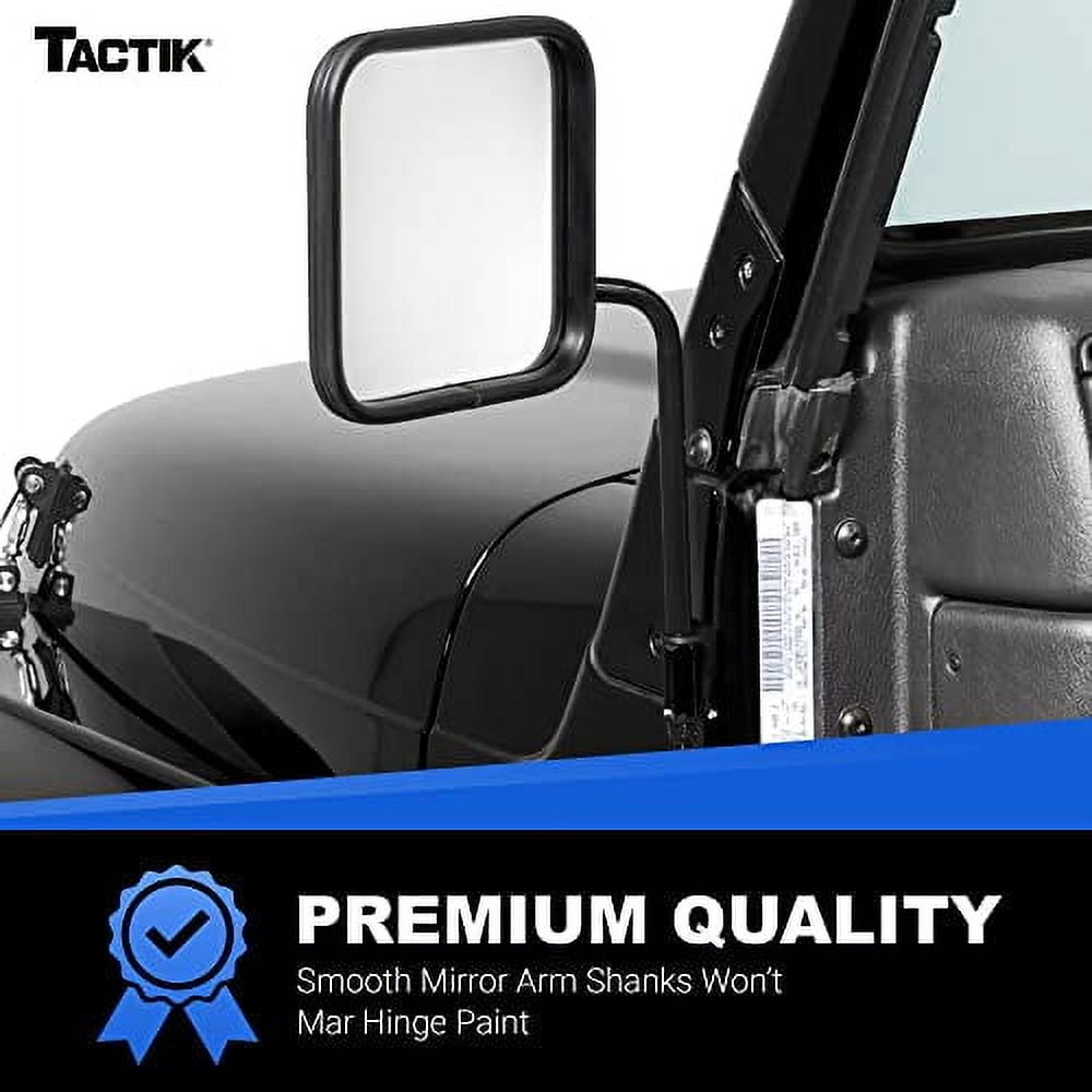 TACTIK Adventure Side Mirrors, Square Head - Fits Jeep Wrangler CJ YJ ...