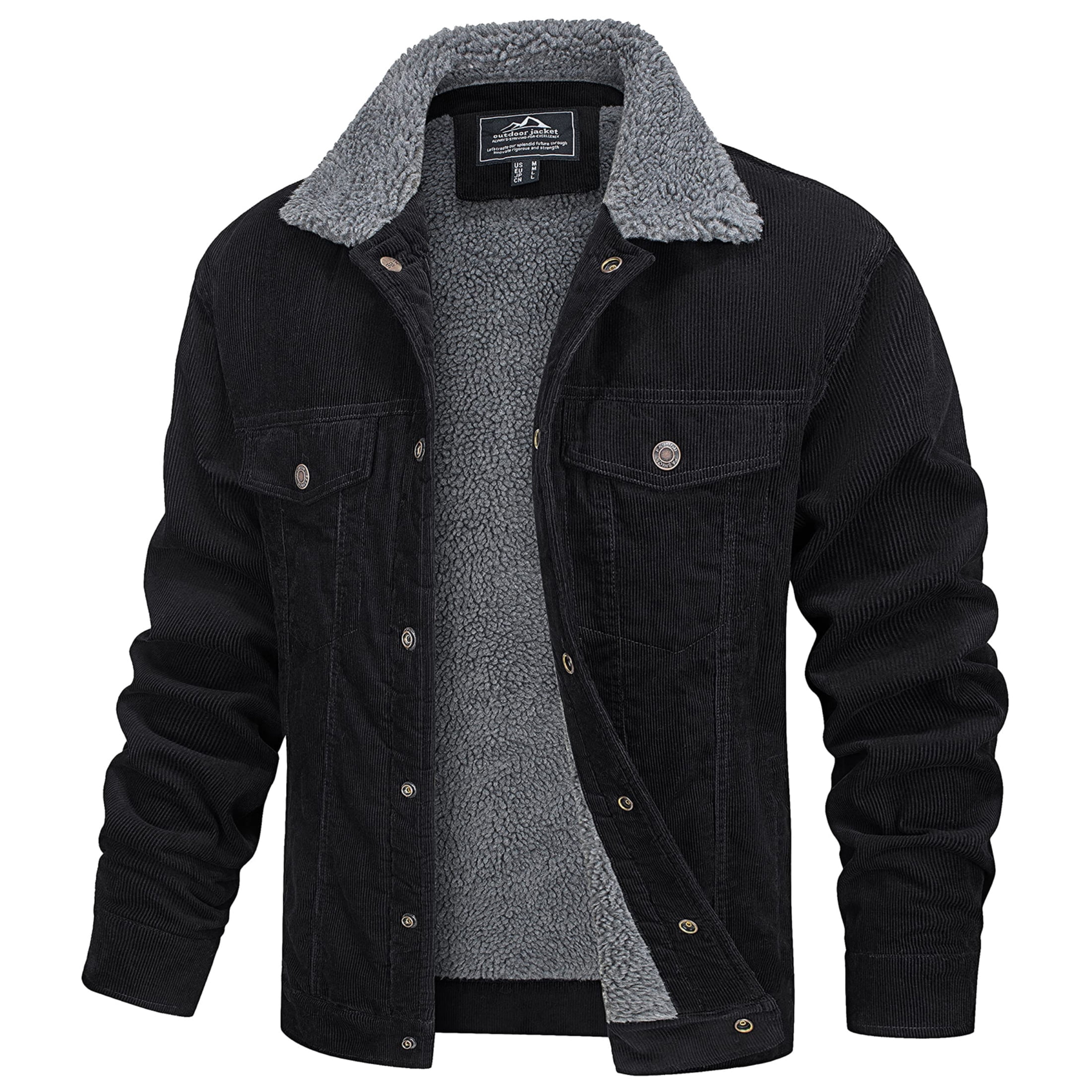 TACVASEN Men's Corduroy Jackets Sherpa Lined Winter Coats Thermal Warm ...