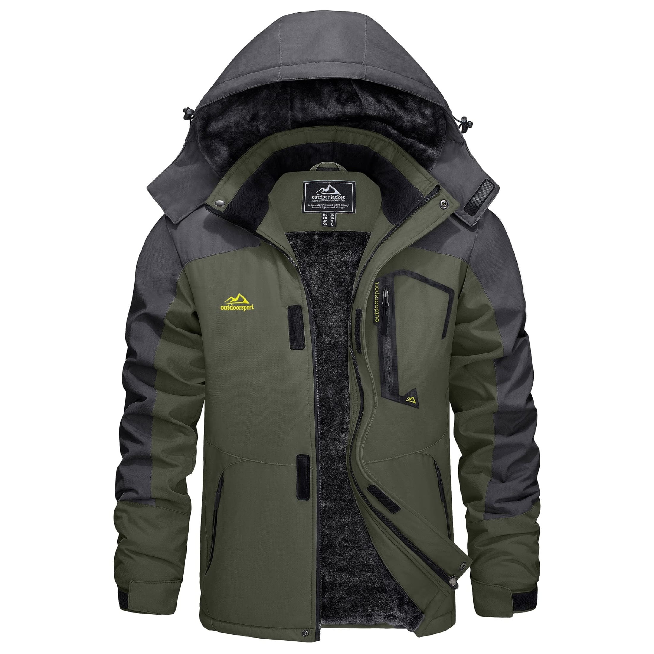 TACVASEN Men's Winter Ski Jackets Waterproof Fleece Mountain Jacket ...