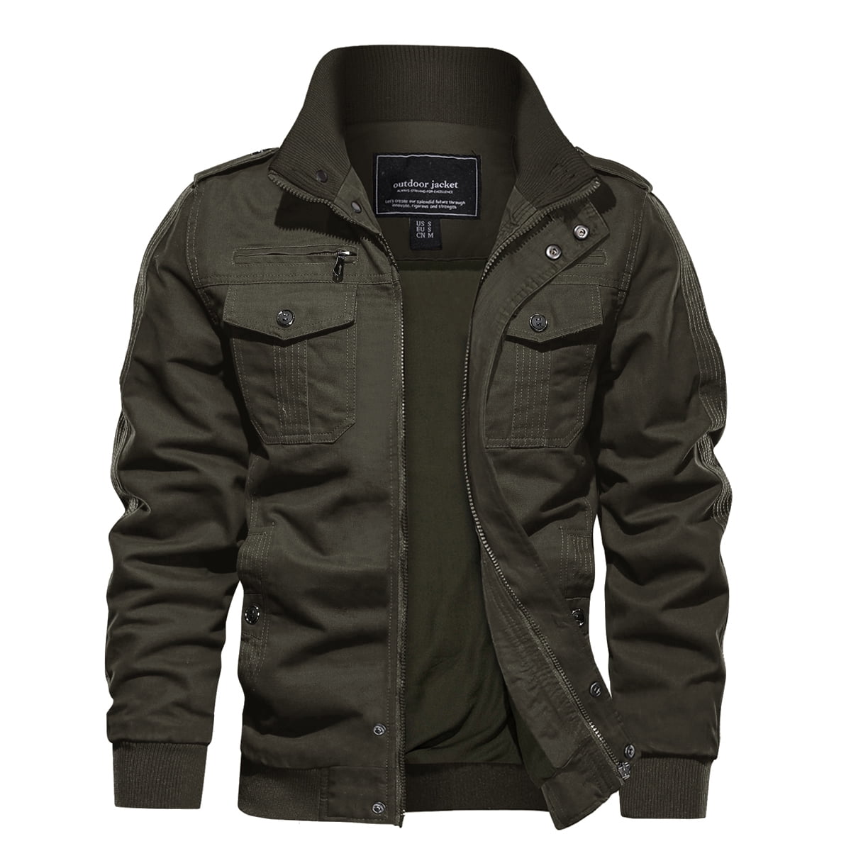 TACVASEN Mens Cotton Outdoor Jacket Lightweight Coat Fall Jacket Green ...