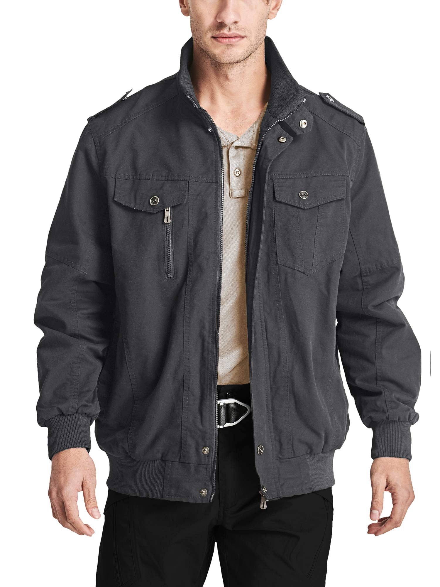 TACVASEN Mens Cottton Jacket Lightweight Coat Dark Gray S - Walmart.com