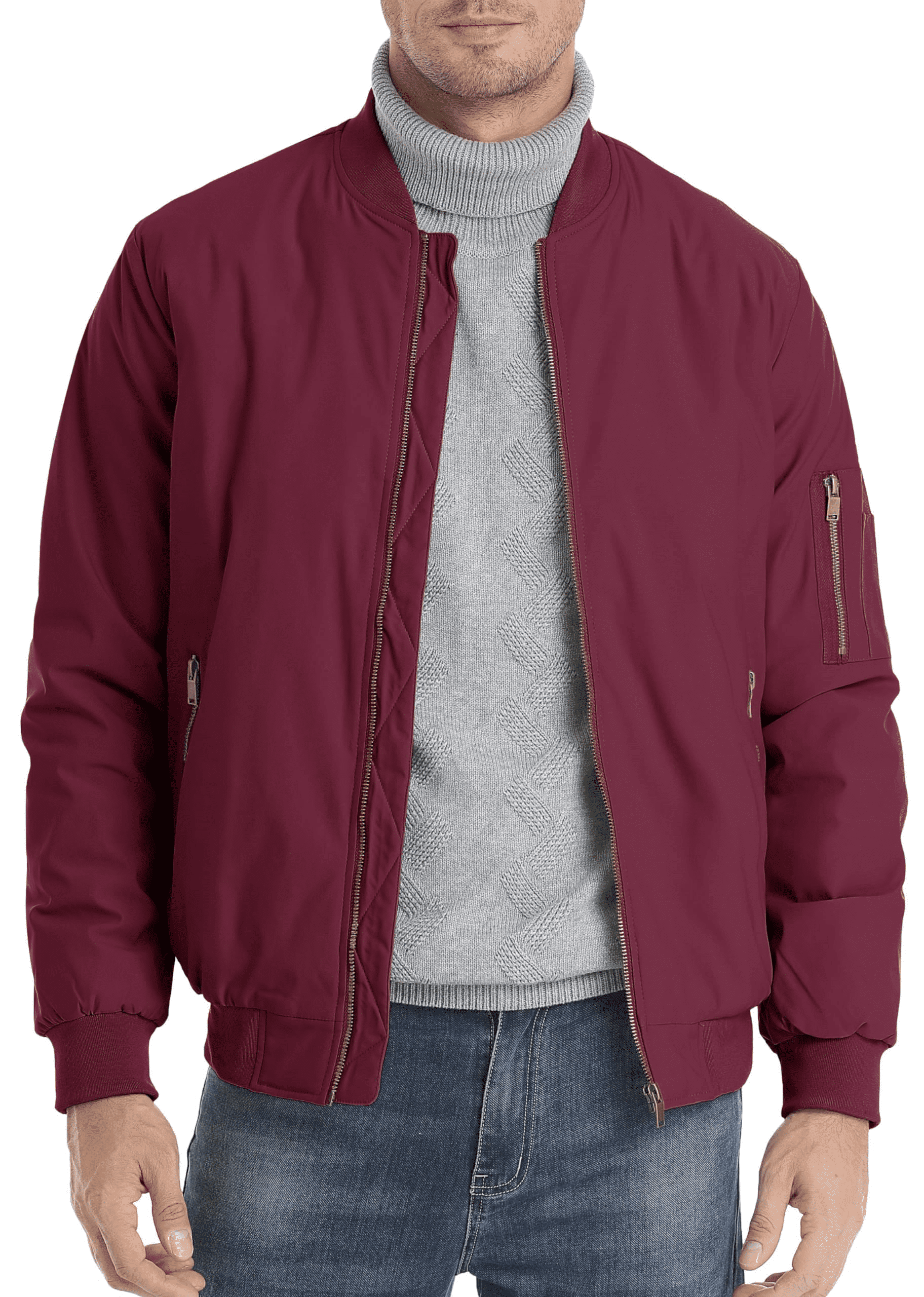 TACVASEN Mens Jackets Windproof Bomber Elastic Cuffs Casual Padded Full ...