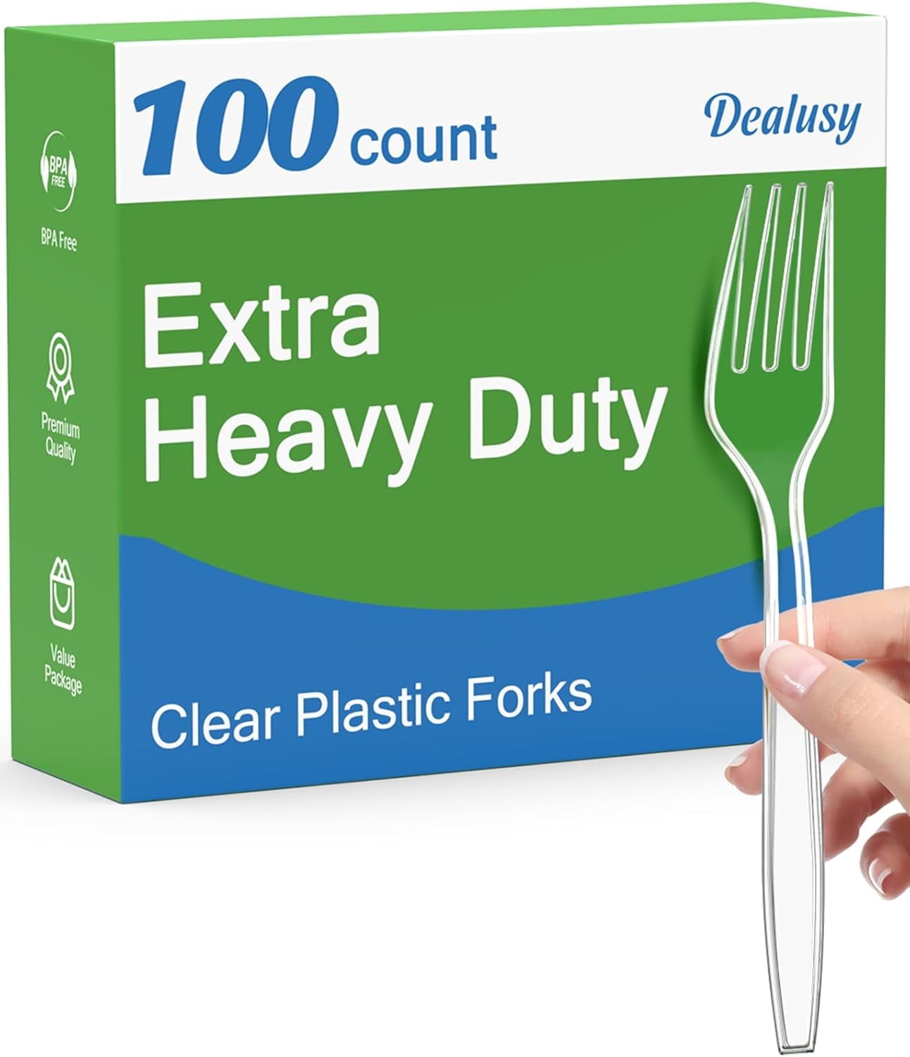 TACYKIBD 100 Count Extra Heavy Duty Clear Plastic Forks Disposable, BPA ...