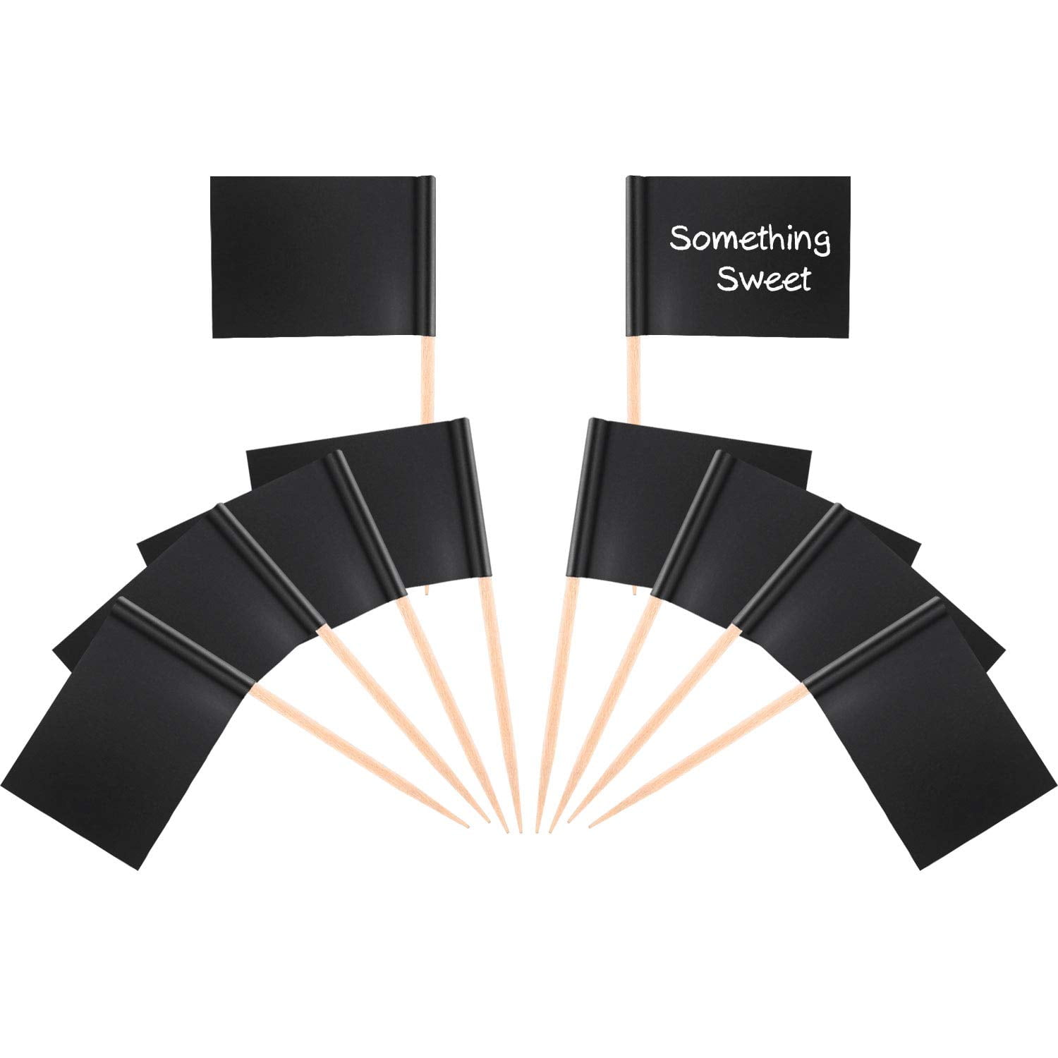 TACYKIBD 100 Pieces Blank Toothpick Flags Black Flag Cupcake Toppers ...