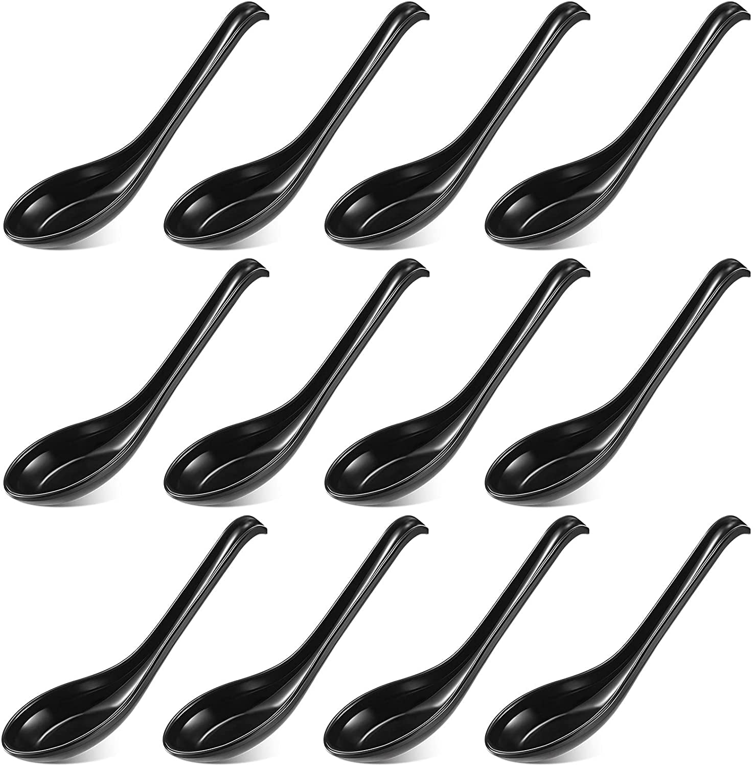 TACYKIBD 12 Pieces Asian Soup Spoons Melamine Rice Spoons Noodle Soup ...
