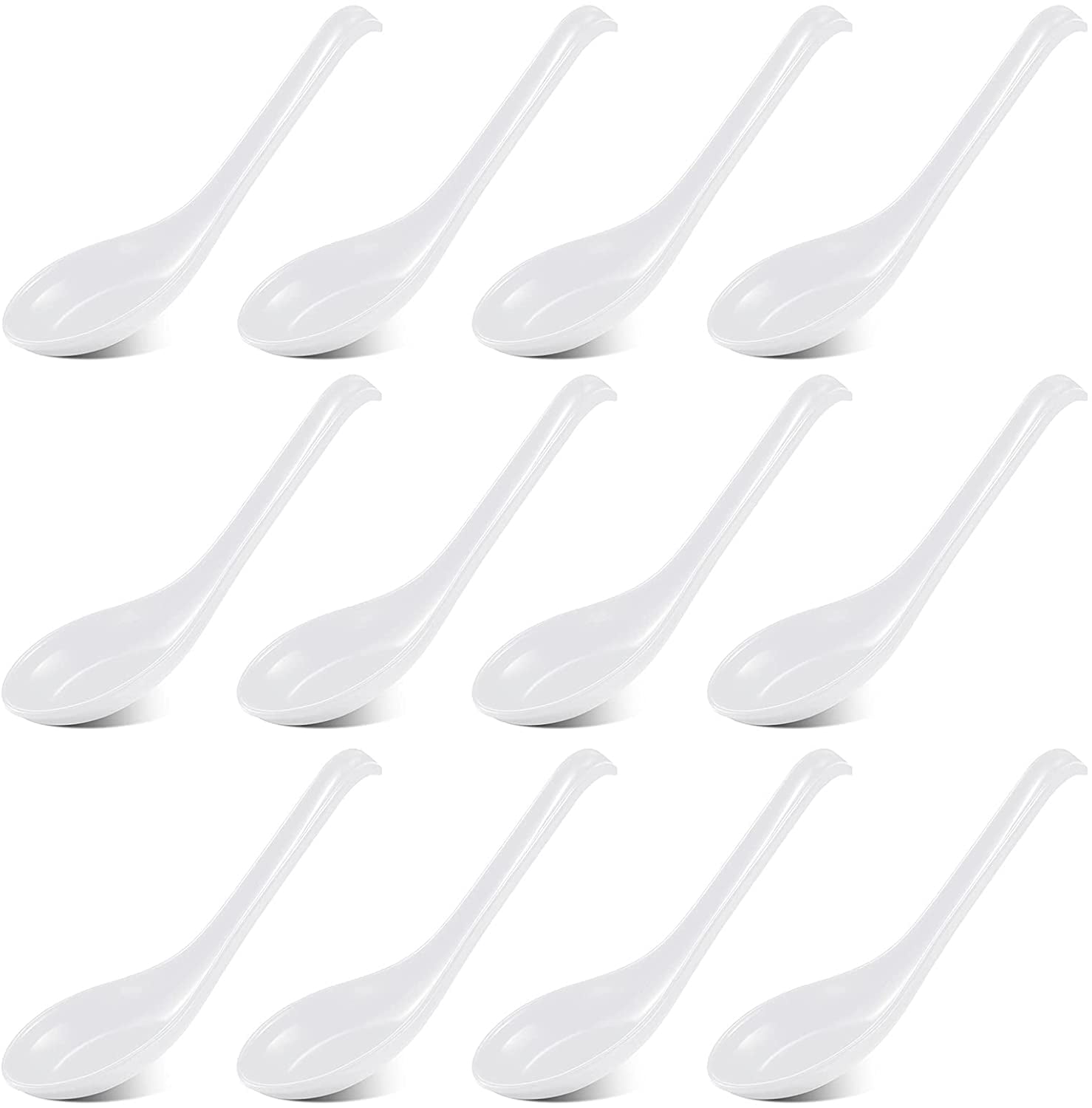 TACYKIBD 12 Pieces Asian Soup Spoons Melamine Rice Spoons Noodle Soup ...