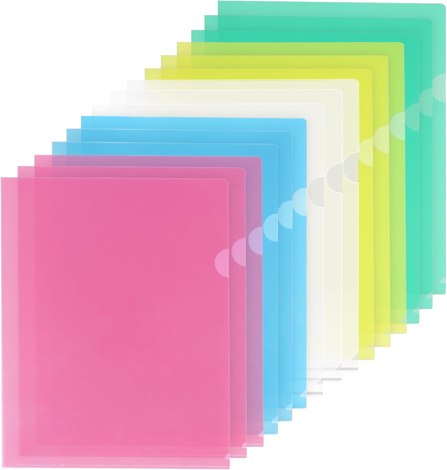 TACYKIBD 15 Pack Plastic Folders Sleeves Project Pockets, Clear File ...